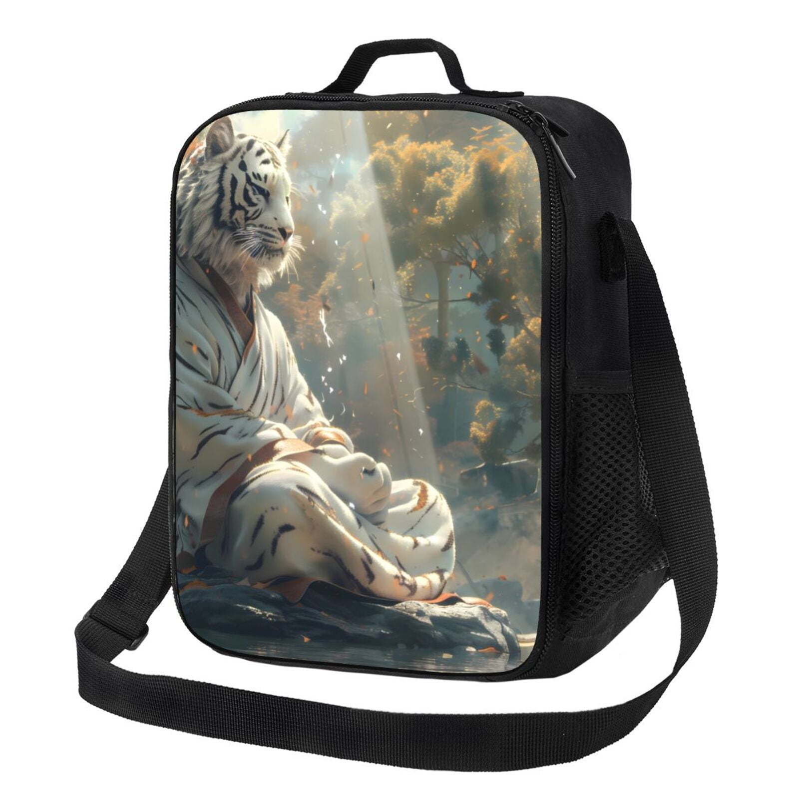 Tebeau Forest Meditating White Tiger Print Lunch Box, Insulated Lunch ...