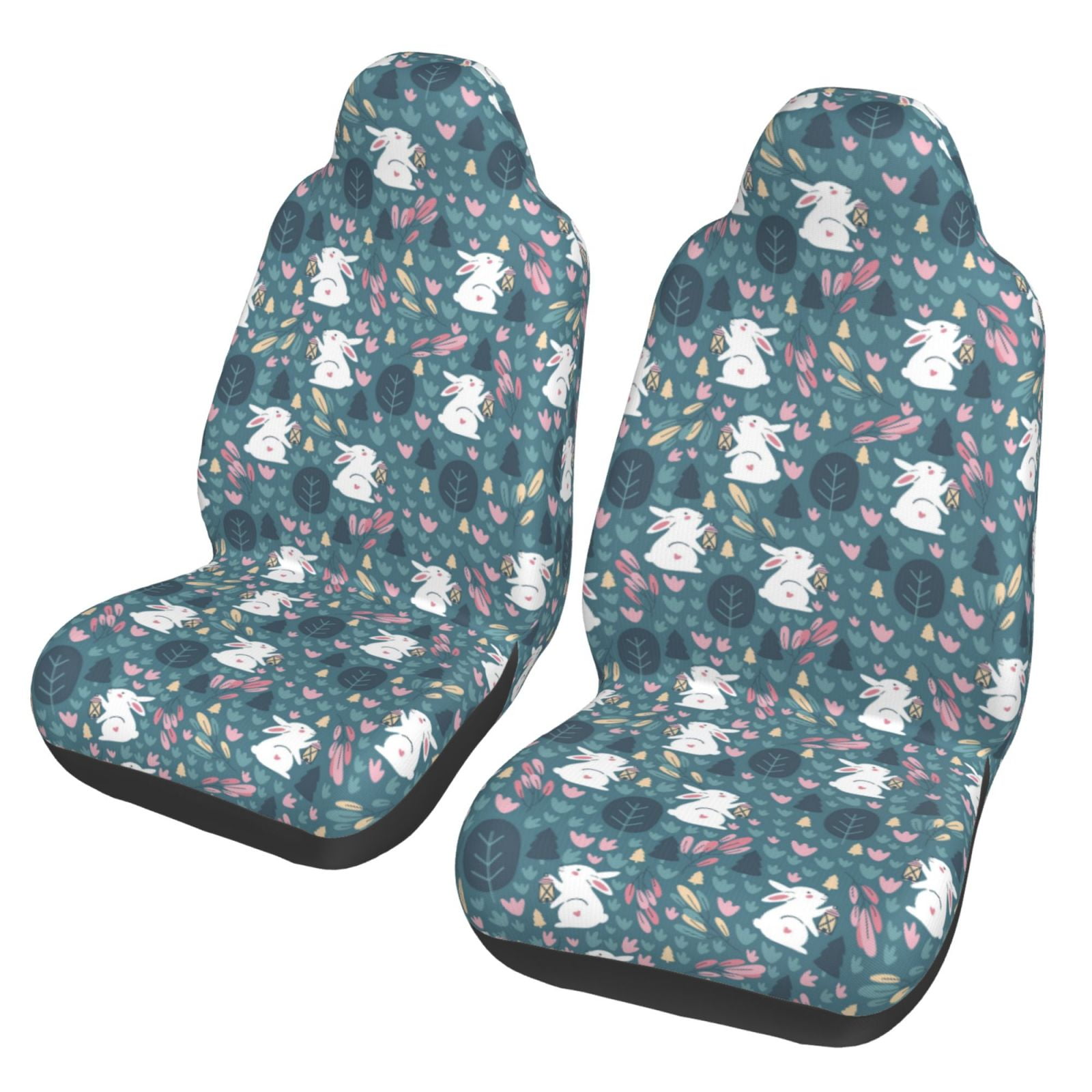 Pofeuu Forest Rabbit Print Automotive Car Seat Covers Flat Cloth Full ...