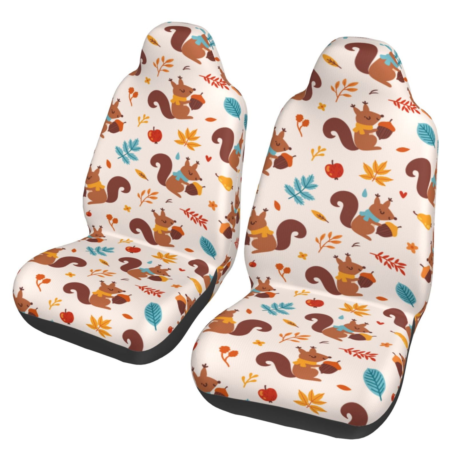 Pofeuu Forest Squirrel Nuts Print Automotive Car Seat Covers Flat Cloth ...