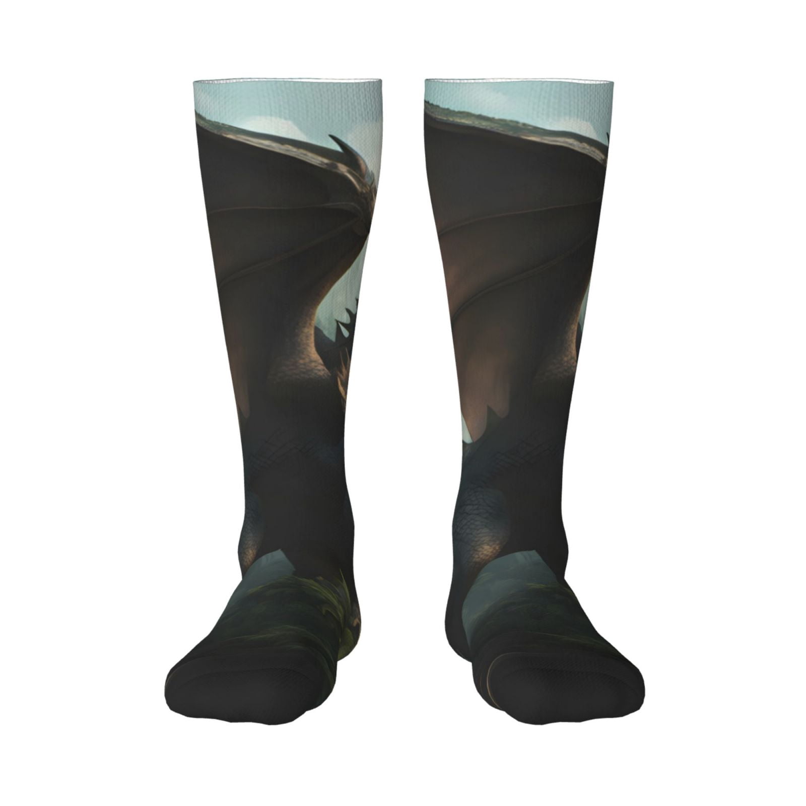Pofeuu Forest Stone-Colored Dragon Print Stockings, Adult Running ...