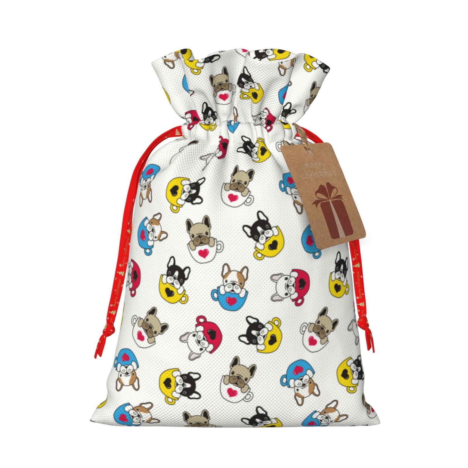 Pofeuu French Bulldog With Coffee Cup Print Burlap Bags with ...