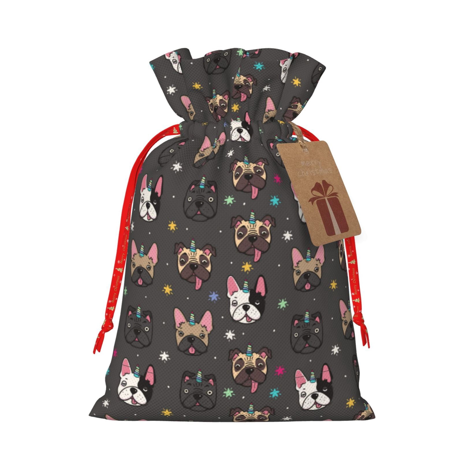 Pofeuu French Bulldogs Print Burlap Bags with Drawstrings Drawstring ...