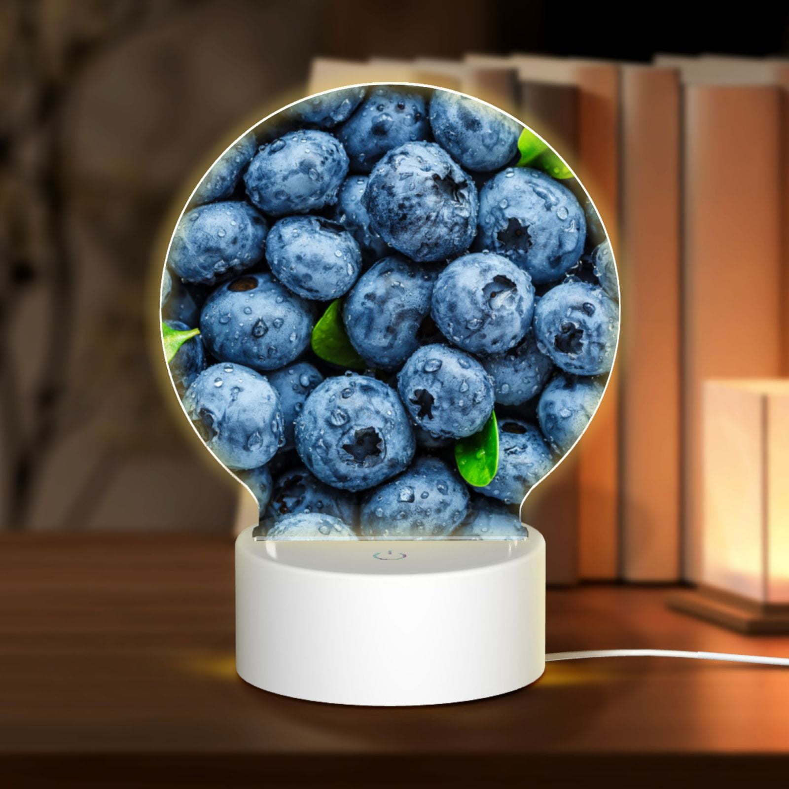 Pofeuu Fresh Blueberries Print LED Christmas Night Light Lamp Base Gift ...