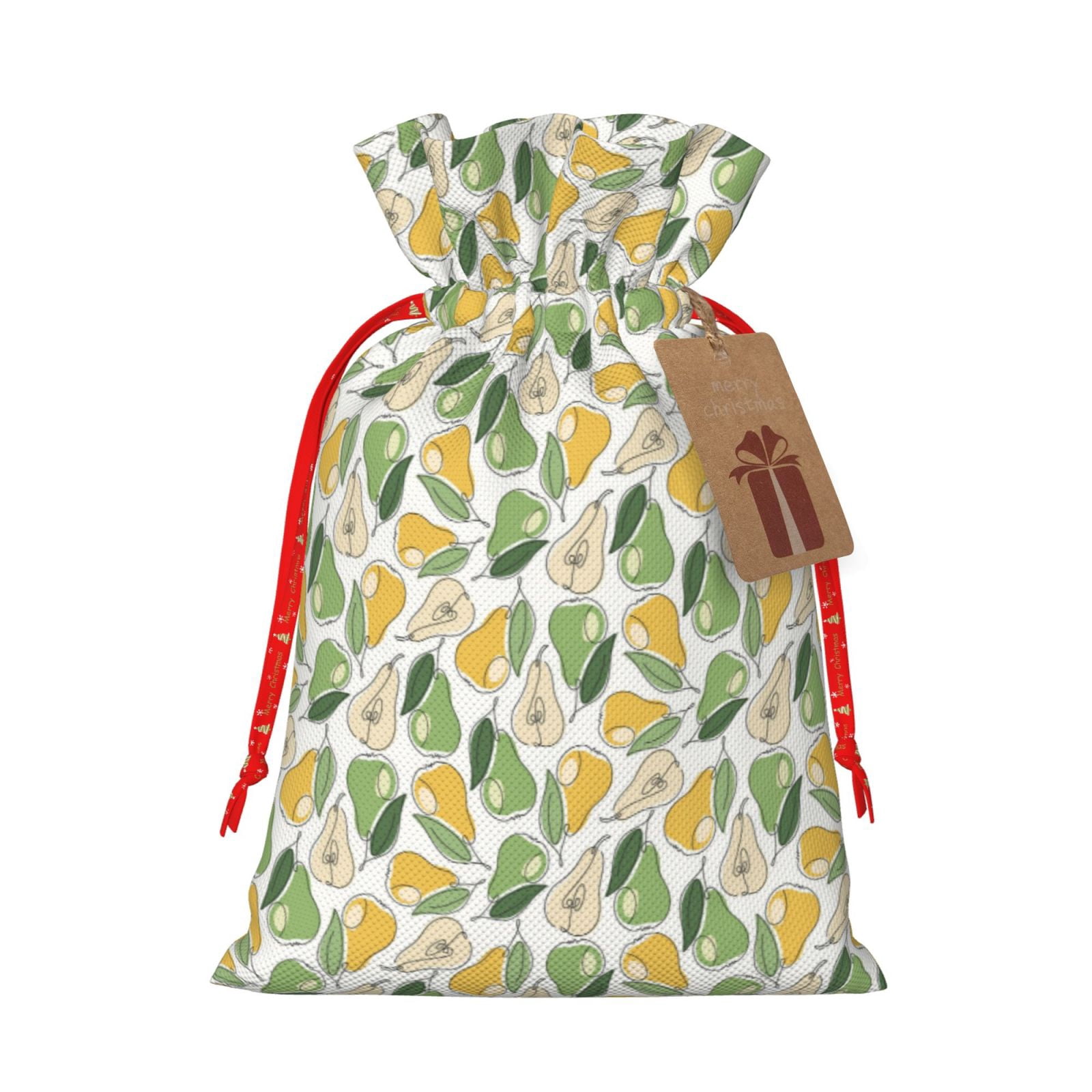 Pofeuu Fruit Pears Print Burlap Bags with Drawstrings Drawstring Gift ...