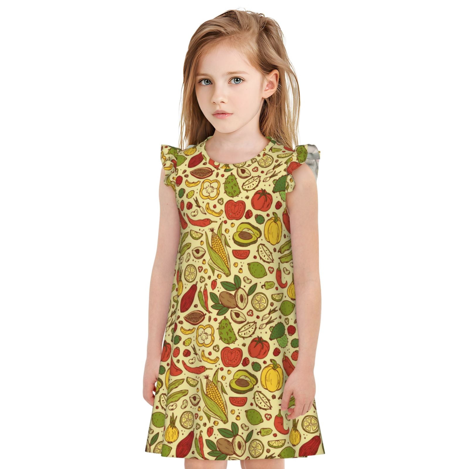 Pofeuu Fruits And Vegetables Print Girls Nightgowns, Nightgown Princess ...