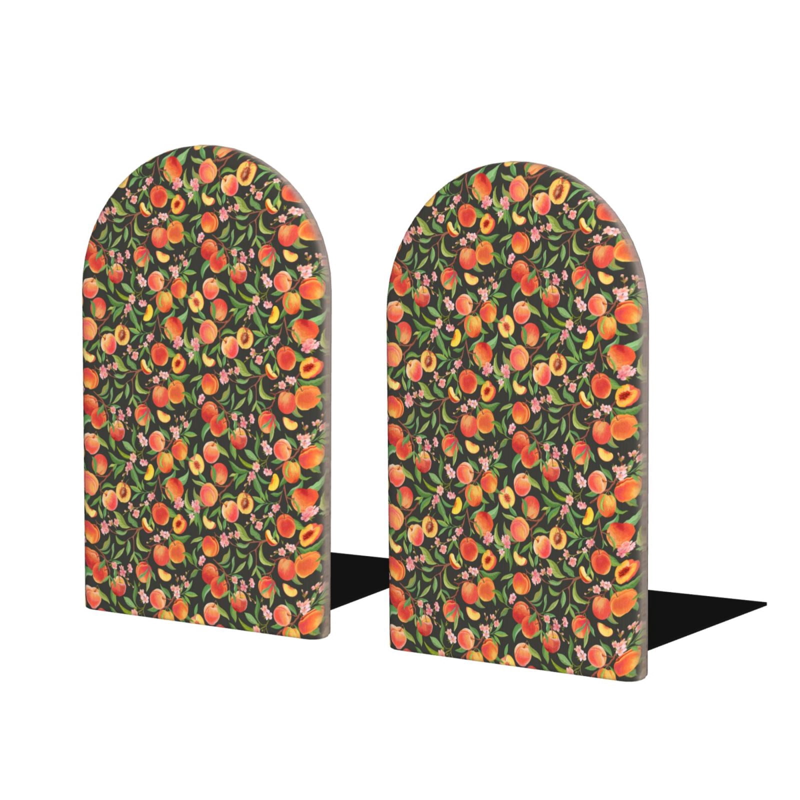 Pofeuu Fruits Peach Print Large Bookend Hold Heavy Books- Wood Bookends ...