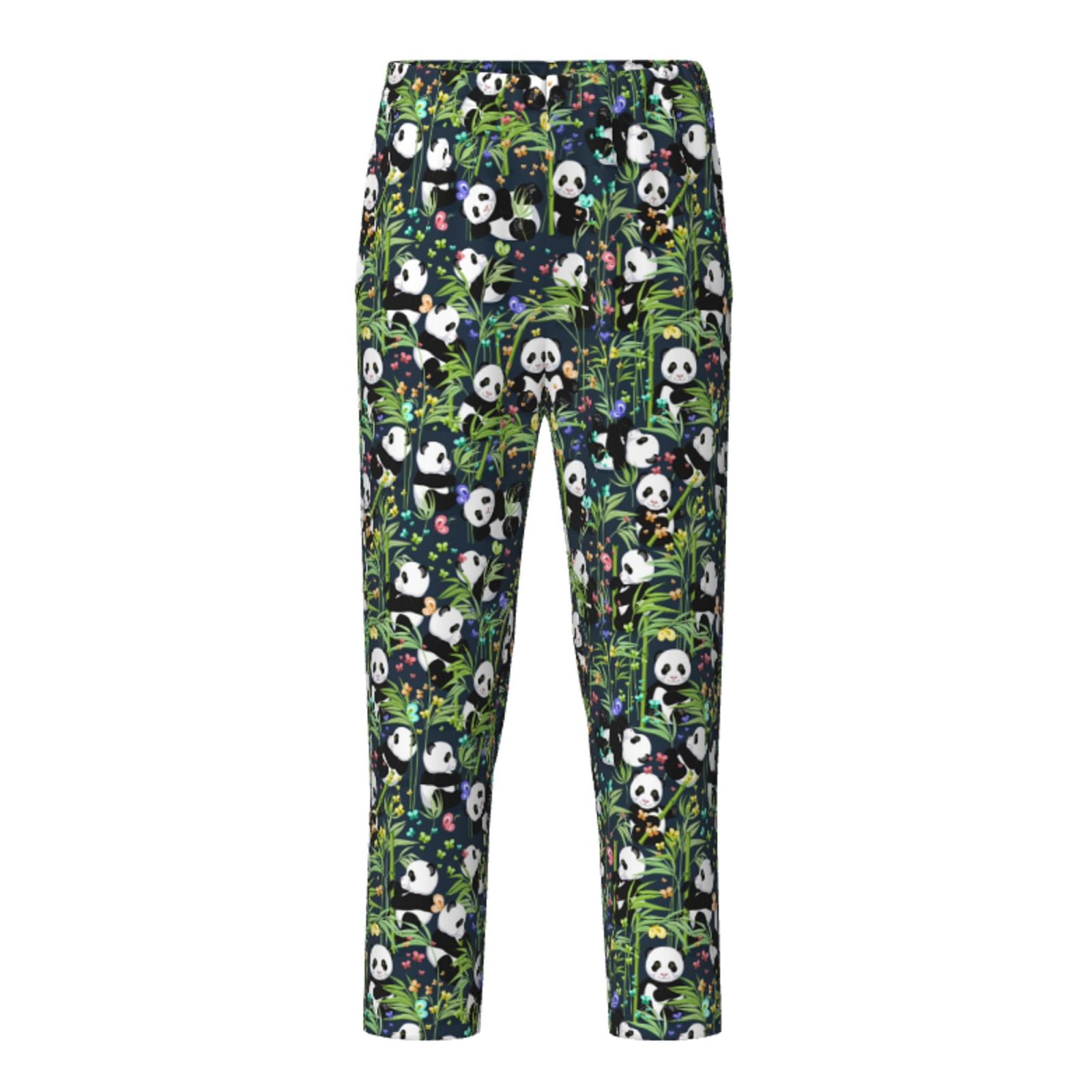 Pofeuu Fun Panda Playing With Bamboo Leaves Print Teenagers' Pajama ...