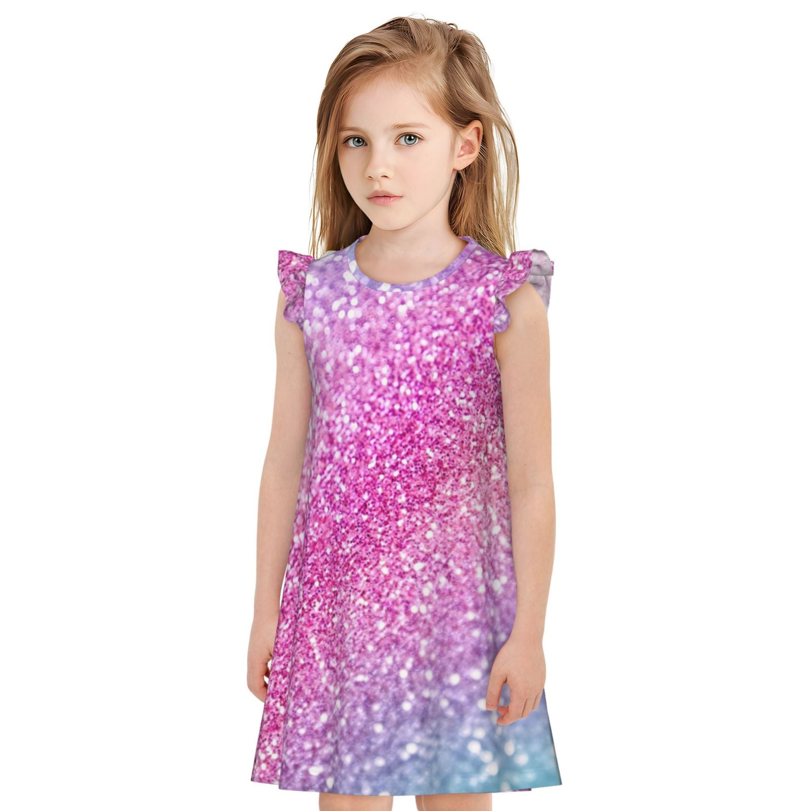 Pofeuu Fun Rainbow Print Girls Nightgowns, Nightgown Princess Pajama ...