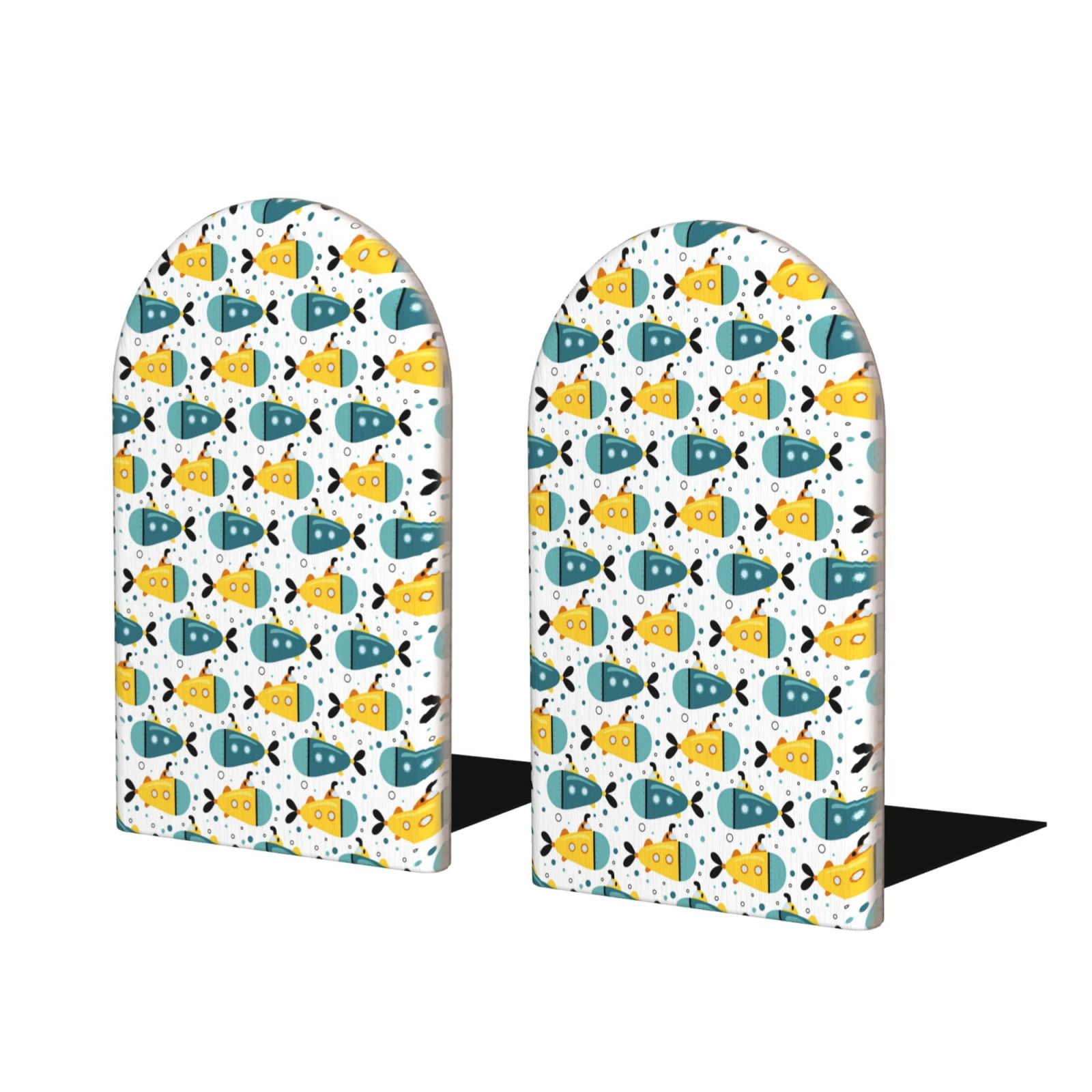 Pofeuu Funny Boats Print Large Bookend Hold Heavy Books- Wood Bookends ...