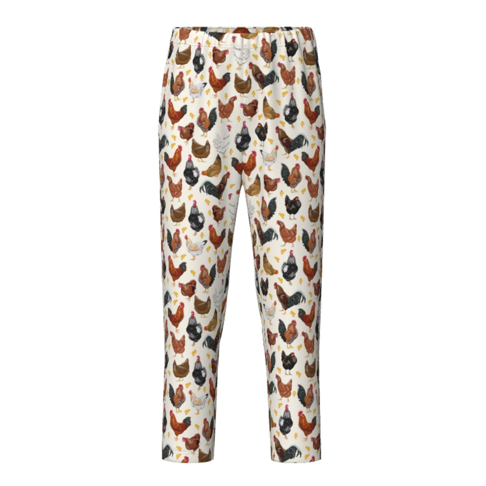 Pofeuu Funny Chicken Print Teenagers' Pajama Pants, Soft Lounge Pajama ...