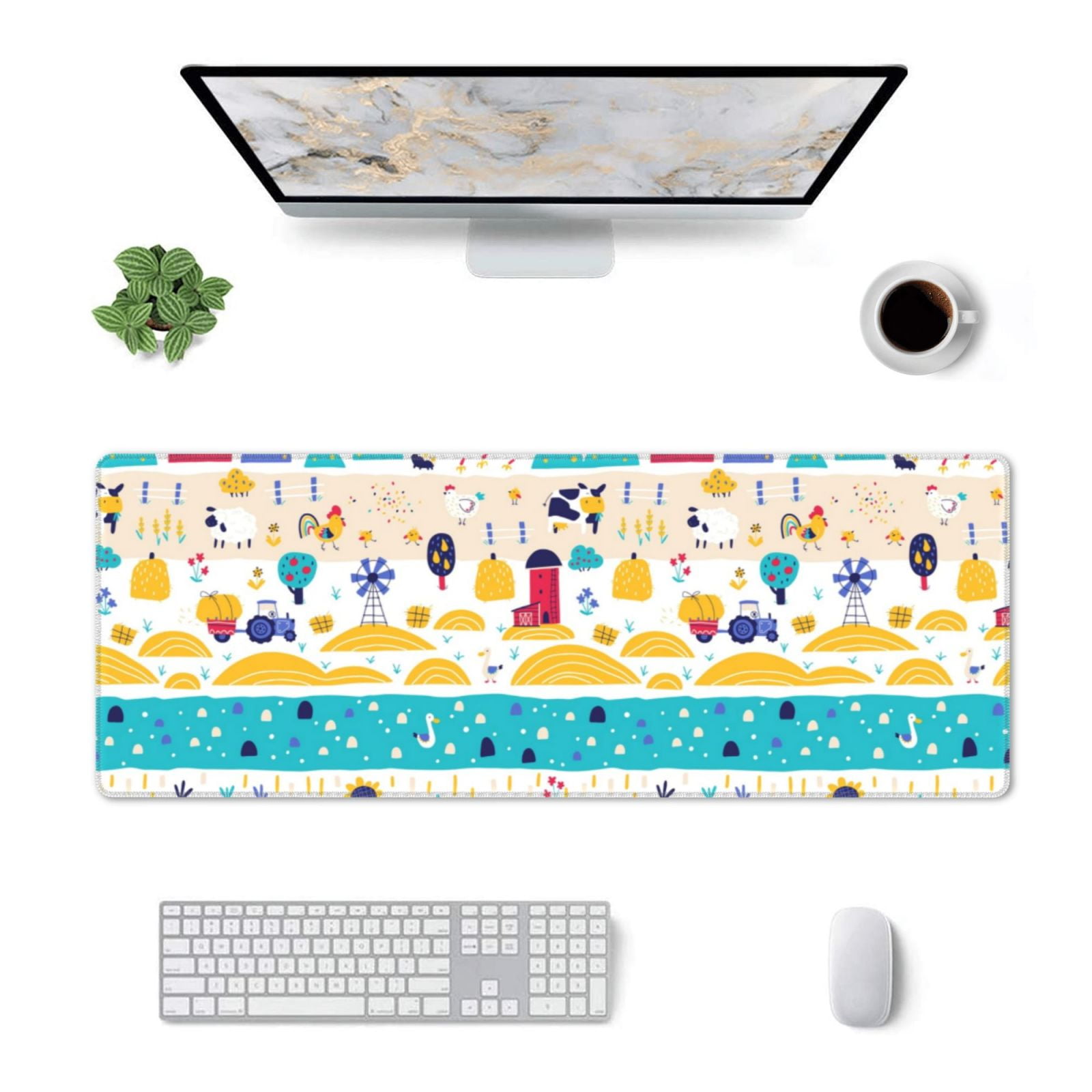 Pofeuu Funny Farm Print Desk Mat for Keyboard and Mouse，Computer Desk ...