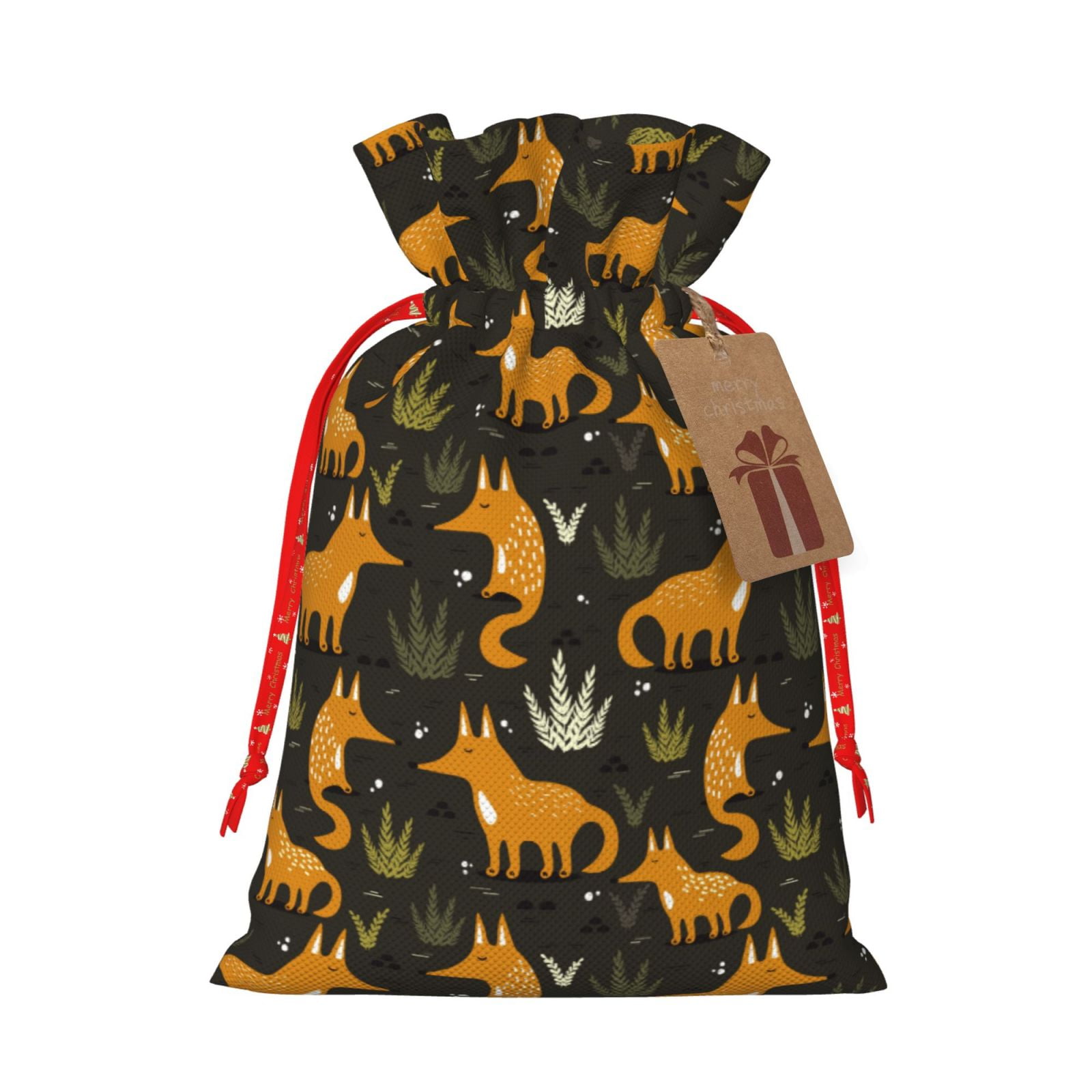 Pofeuu Funny Fox by the Field Print Burlap Bags with Drawstrings ...
