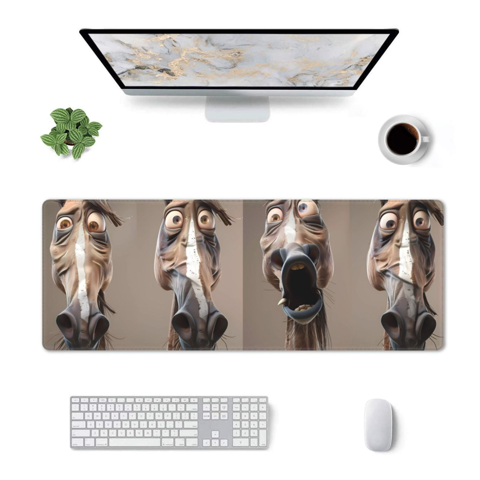 Pofeuu Funny Horse Faces Expressions Print Desk Mat for Keyboard and ...