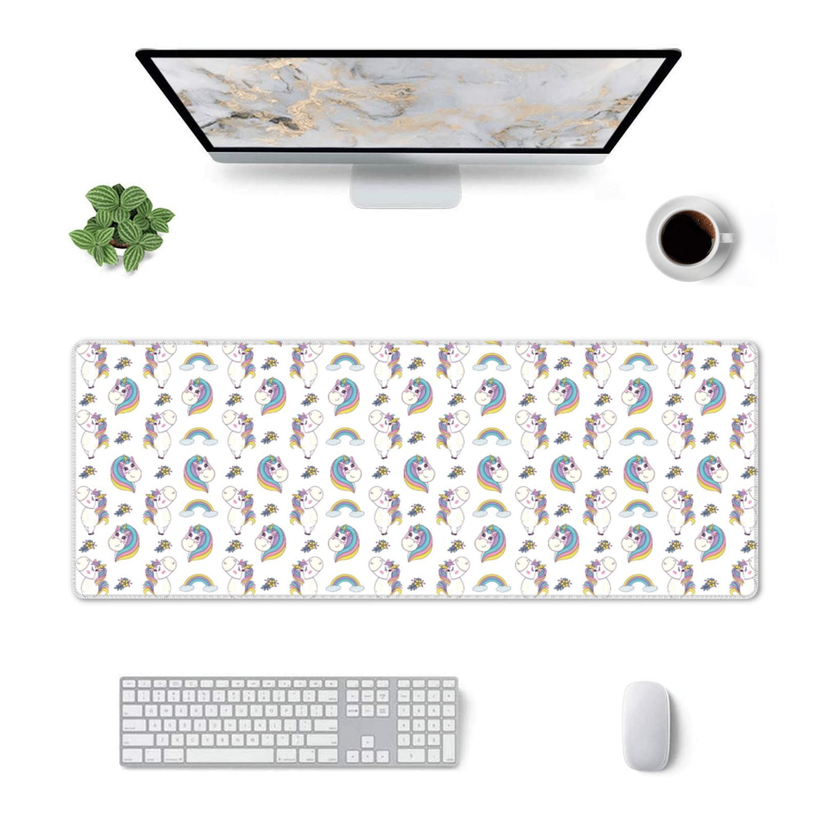 Pofeuu Funny Kawaii Unicorns Dancing Print Desk Mat for Keyboard and ...