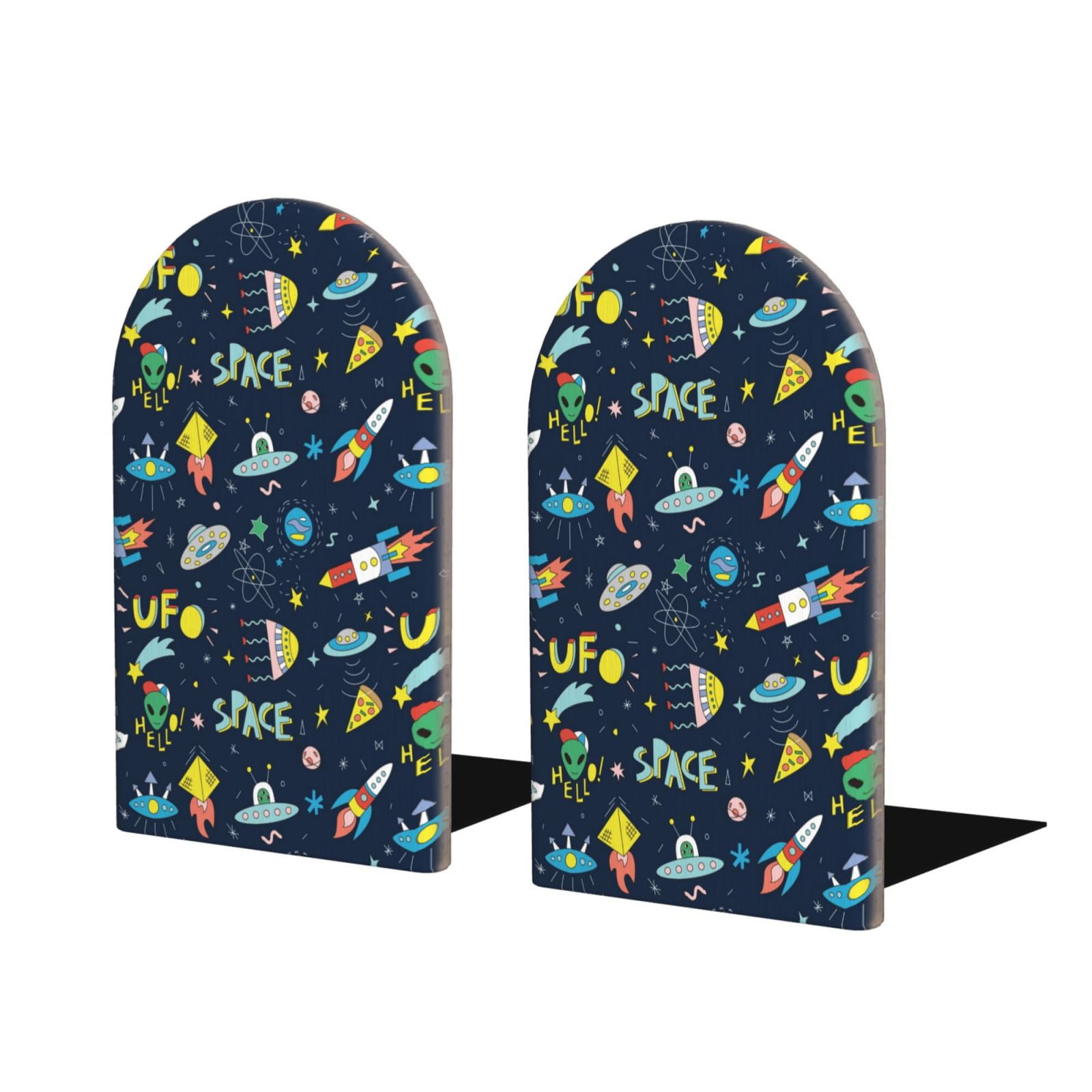 Pofeuu Funny Spaceships Print Large Bookend Hold Heavy Books- Wood ...