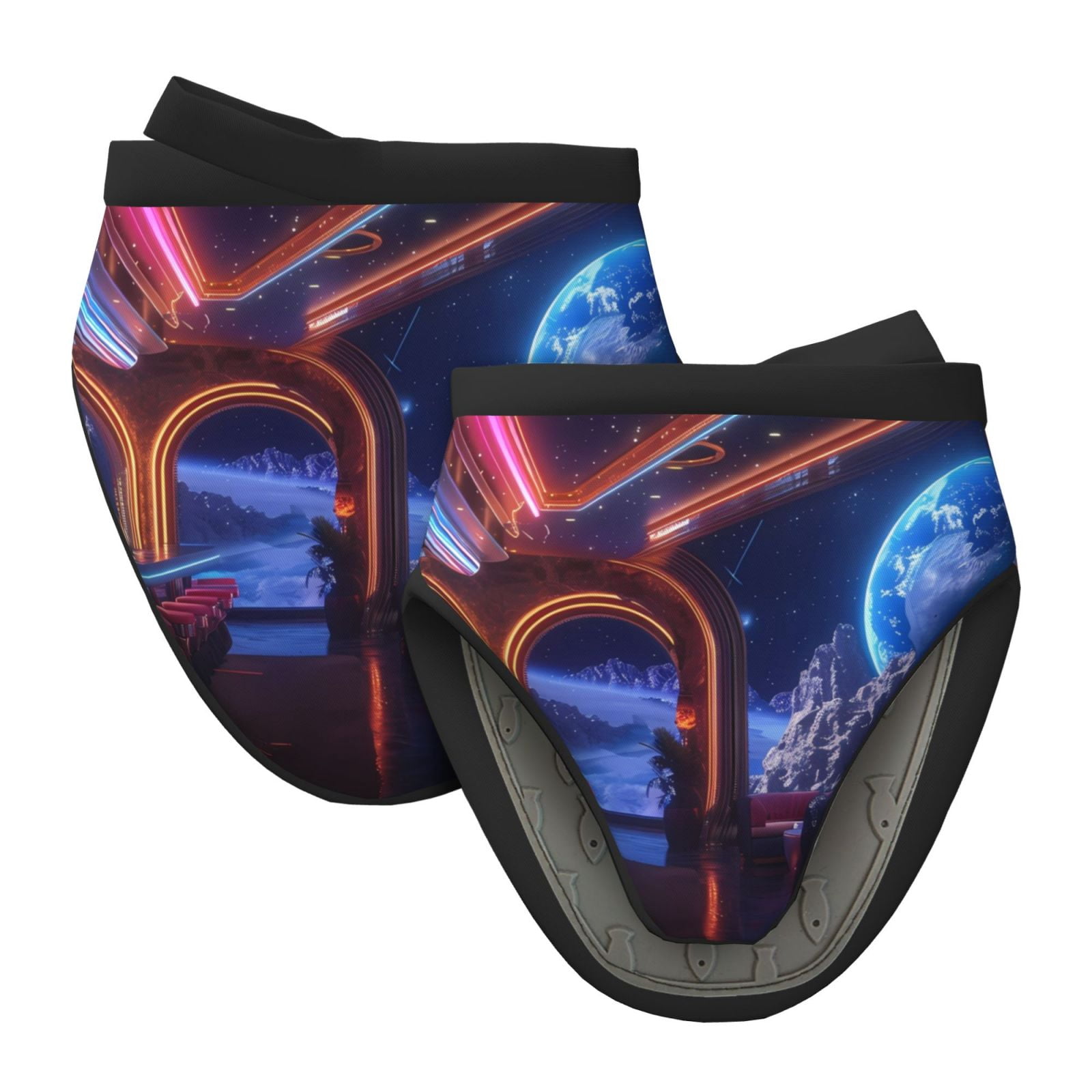 Pofeuu Futuristic Bar Space View Print Thickened Mini Silicone Oven ...