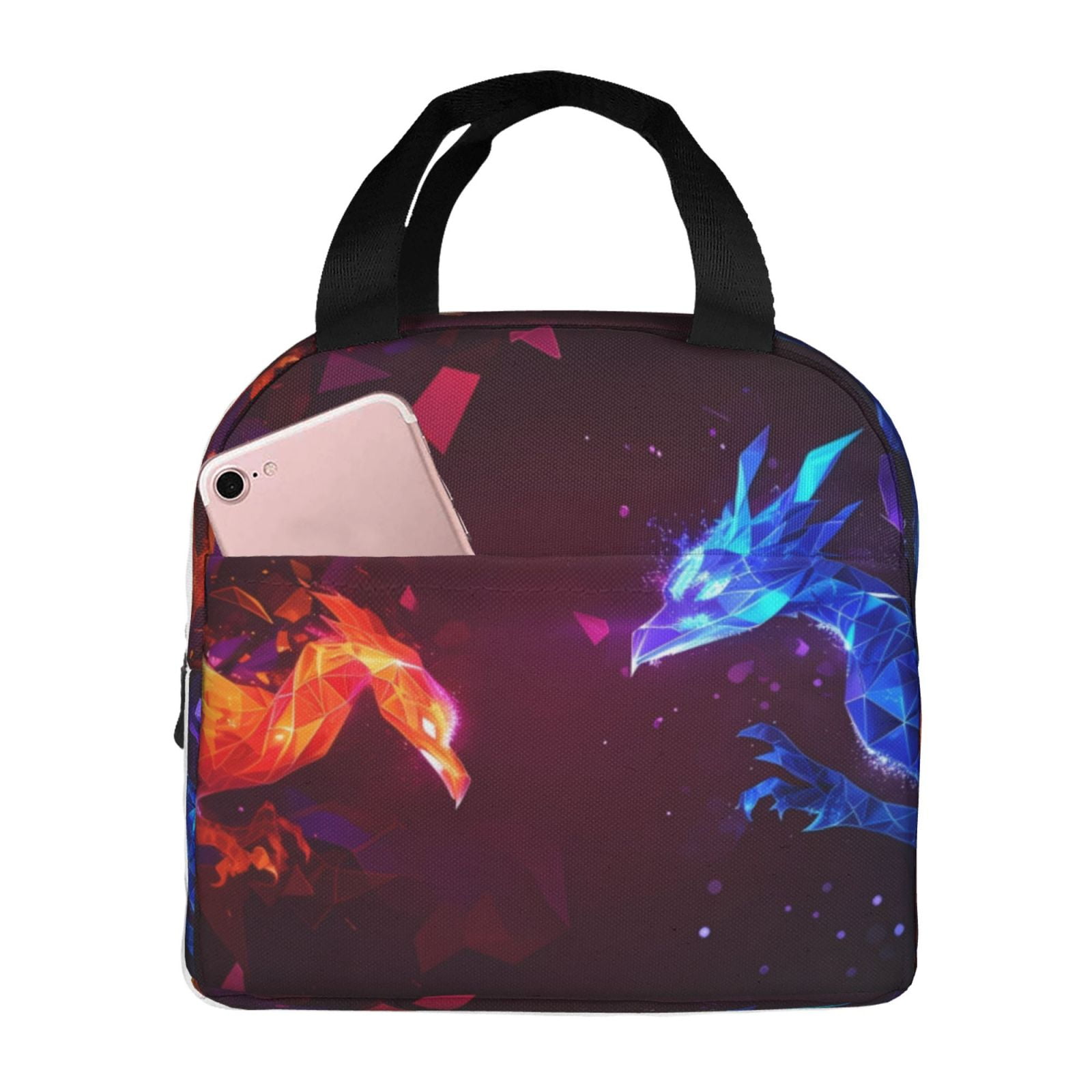 Pofeuu Futuristic Red And Blue Bird Print Lunch Bag Lunch Box Insulated ...