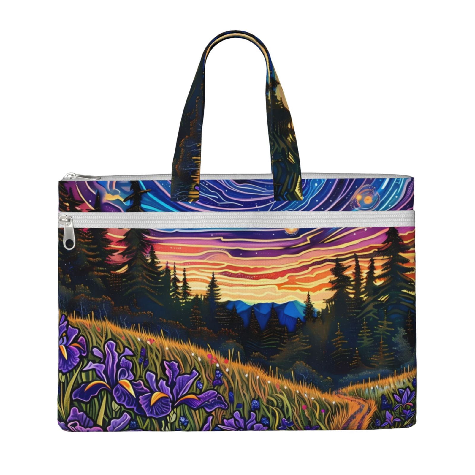 Pofeuu Galactic Night Over Meadow Print Laptop Bag Carrying - Computer ...