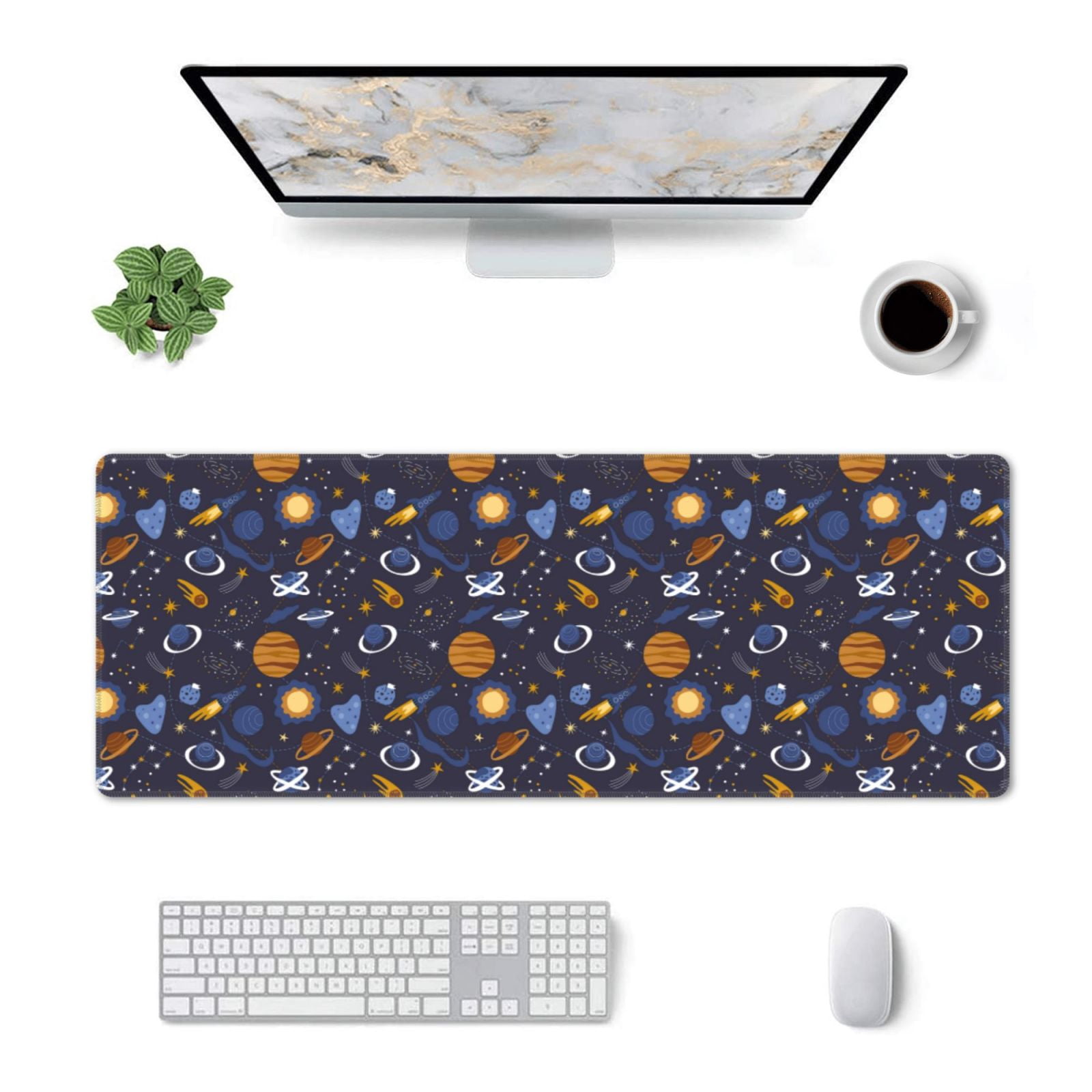 Pofeuu Galaxy Print Desk Mat for Keyboard and Mouse，Computer Desk Matt ...