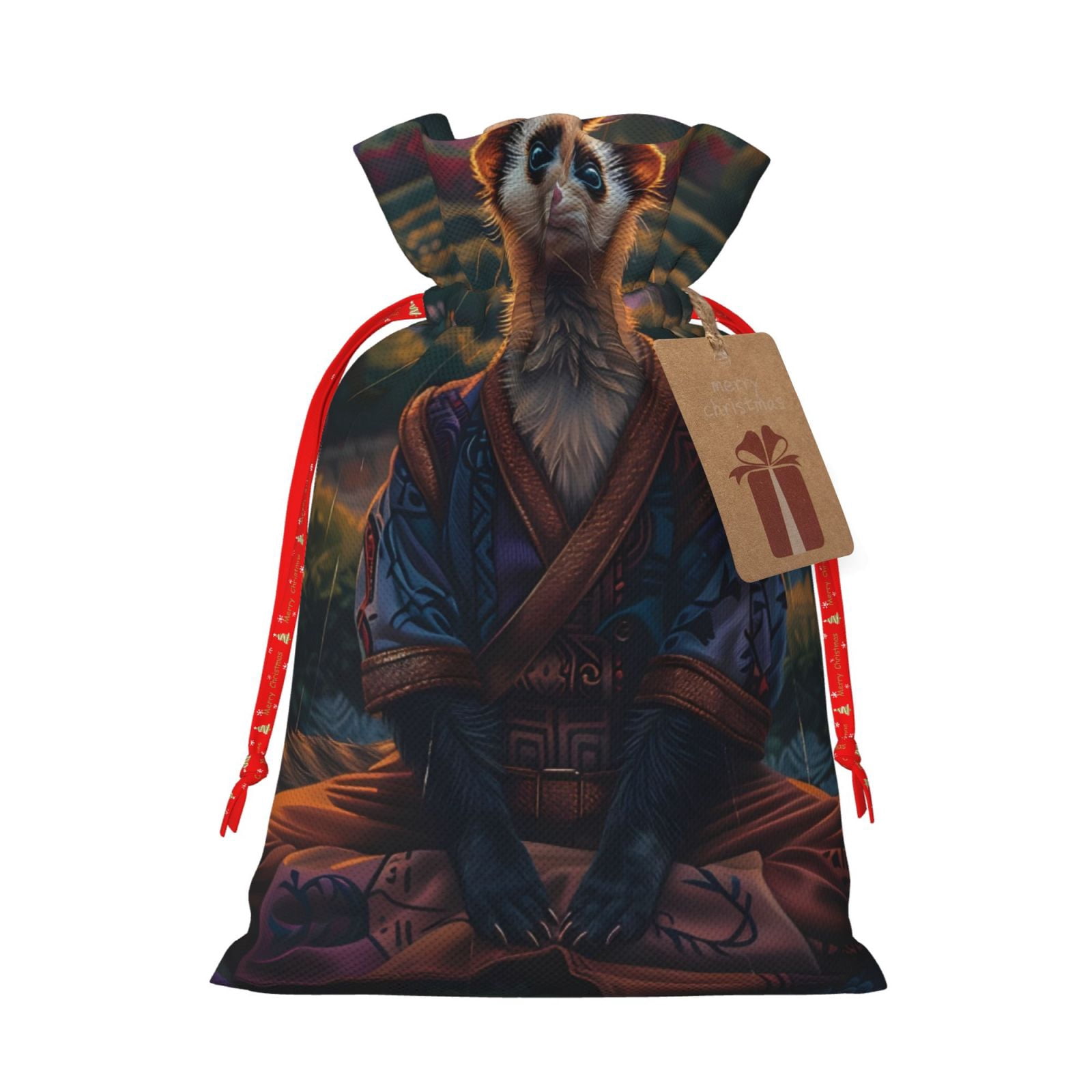 Pofeuu Garden Meditating Weasel Print Burlap Bags with Drawstrings ...