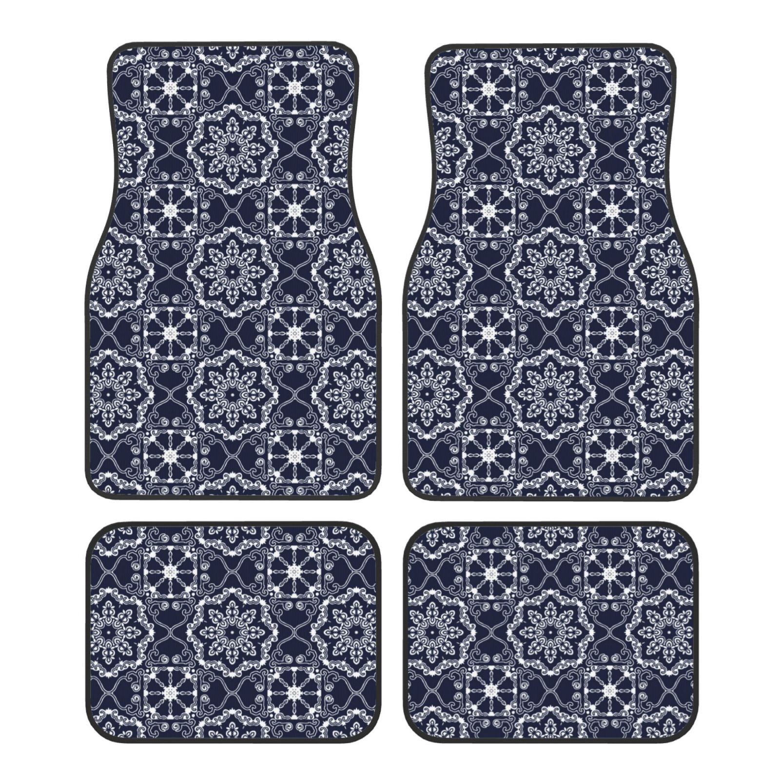 Pofeuu Geometry Flower Print Car Foot Mat Set of 4 Pieces - All-Weather ...