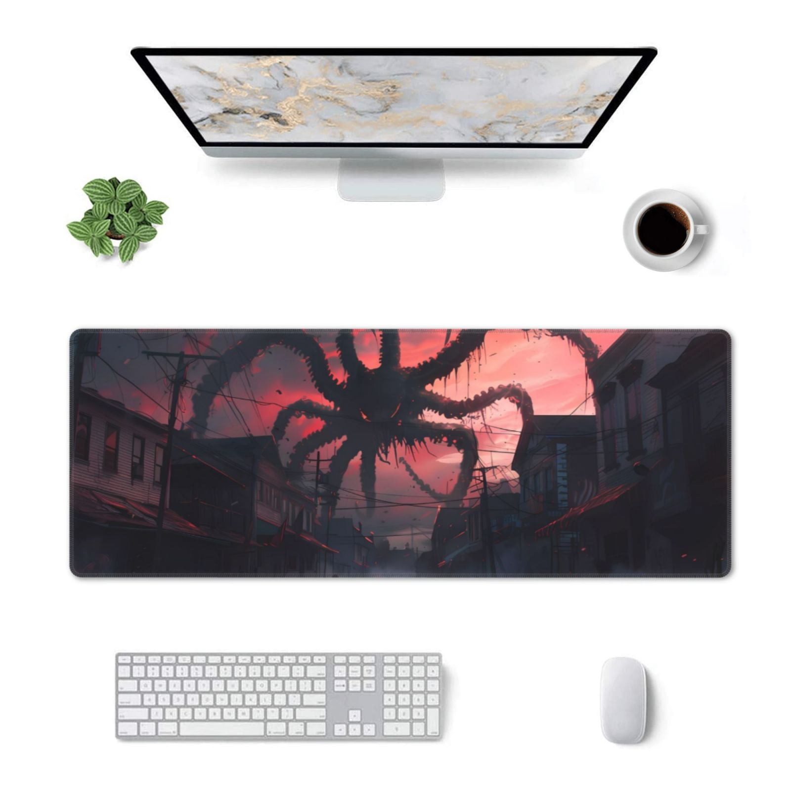 Pofeuu Giant Monster Over City Print Desk Mat for Keyboard and Mouse ...
