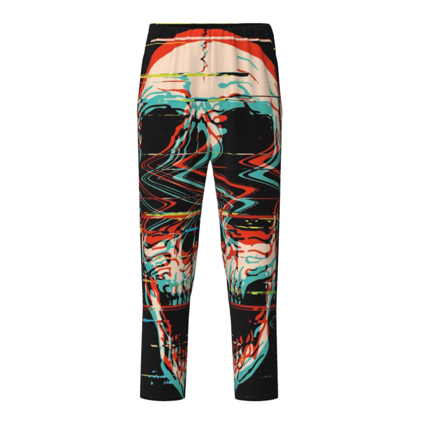 Pofeuu Glitch Screaming Skull Print Teenagers' Pajama Pants, Soft ...