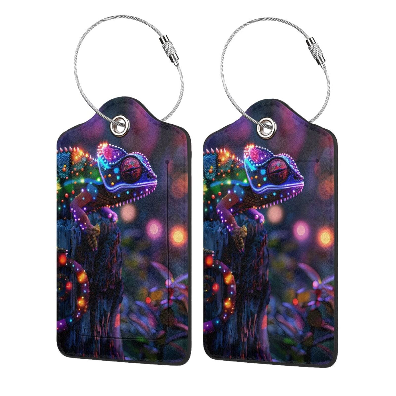 Pofeuu Glowing Chameleon Fantasy Art Print Luggage Tags, Privacy Cover ...