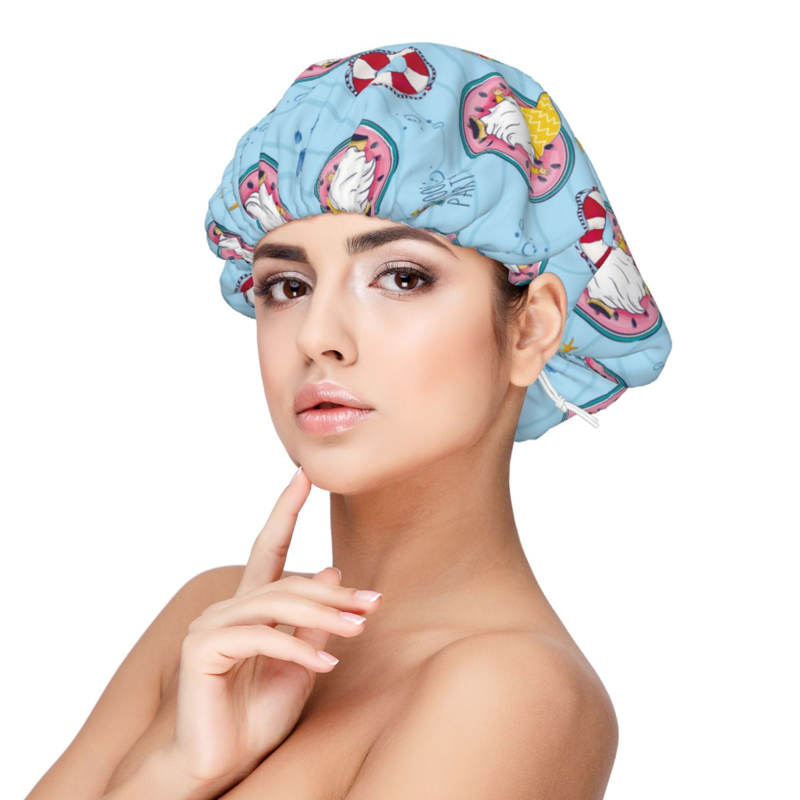Pofeuu Gnome Pool Party Print Silk Bonnet for Sleeping, Satin Hair ...