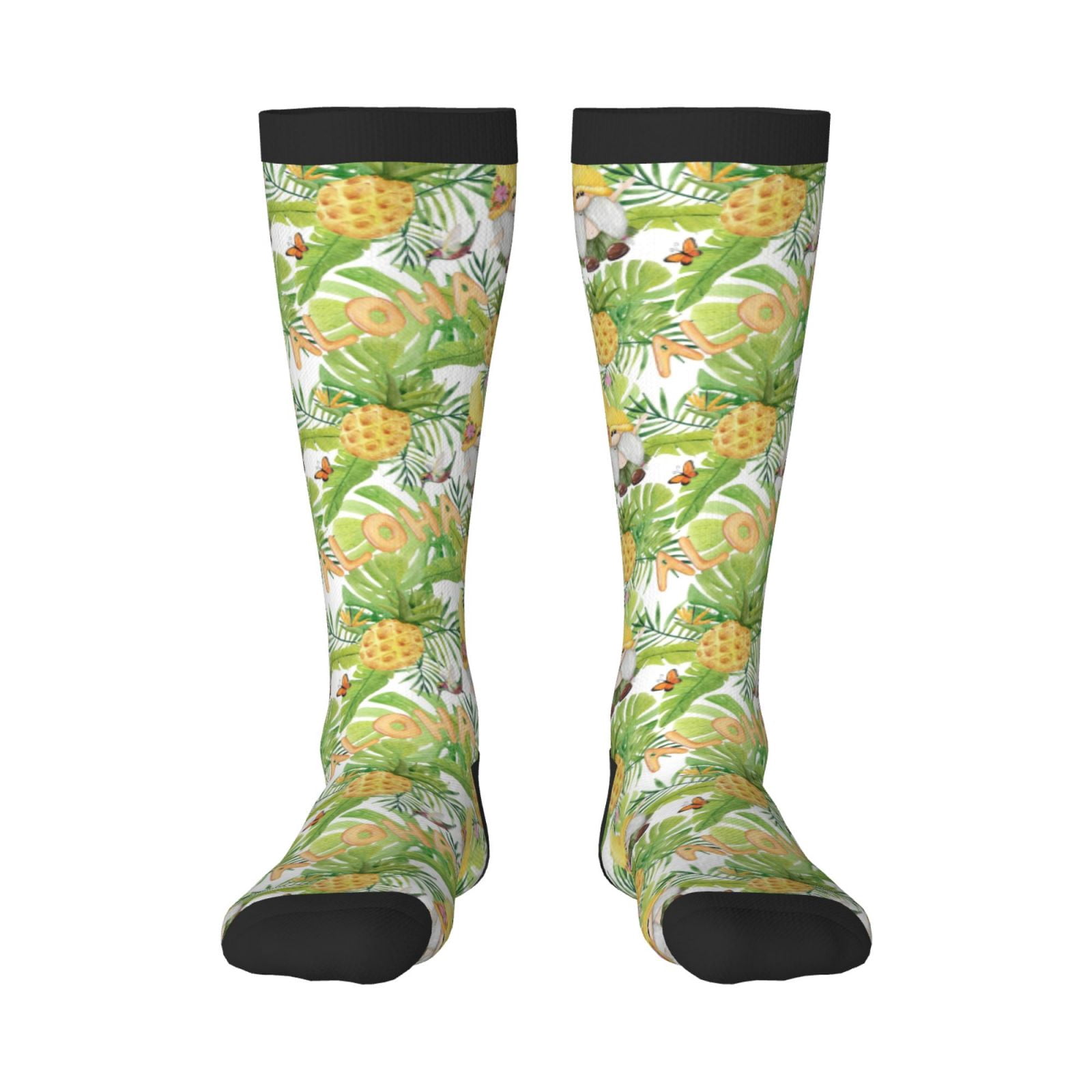Pofeuu Gnome and Pineapple Print Stockings, Adult Running Hiking Socks ...