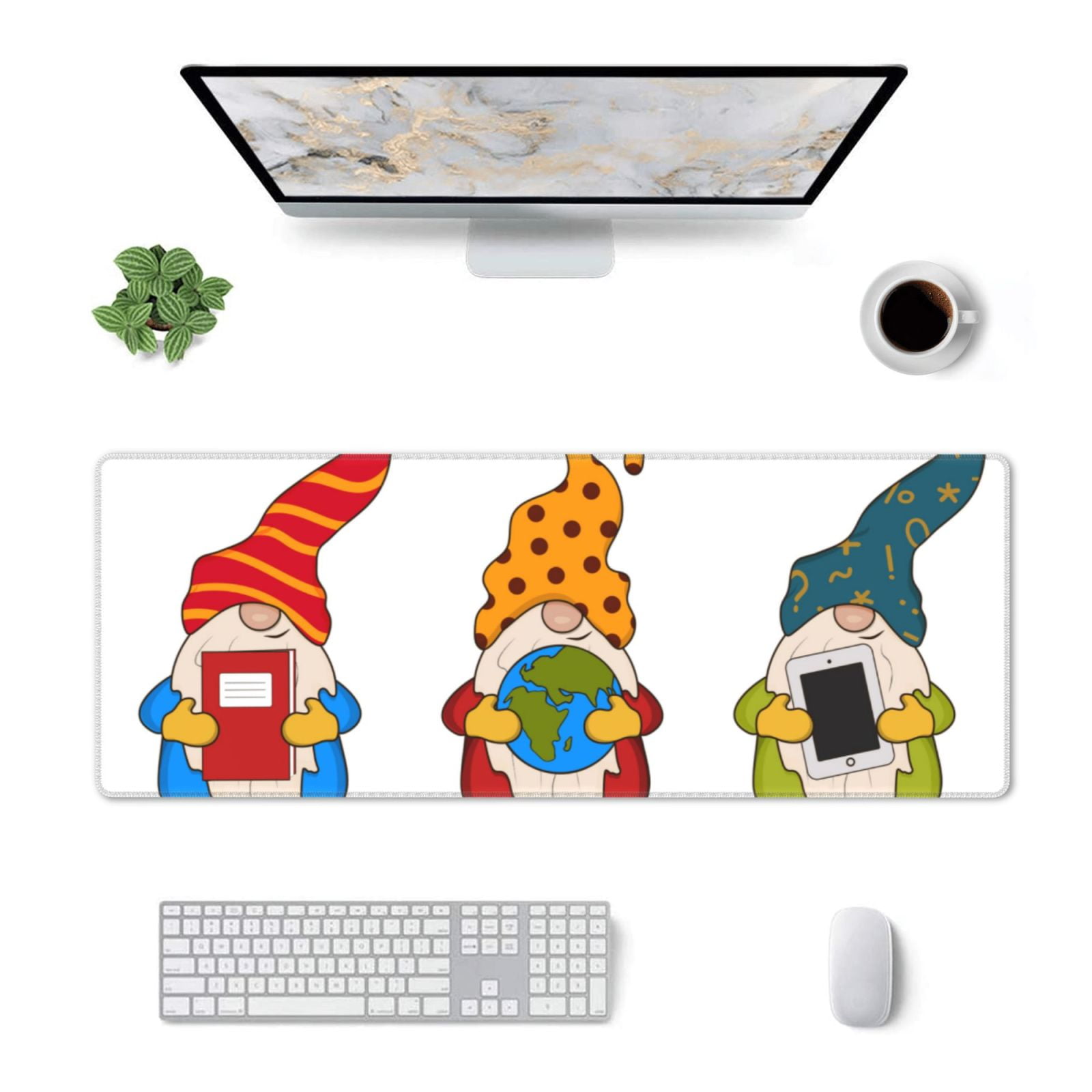 Pofeuu Gnomes Are Holding School Supplies Print Desk Mat for Keyboard ...