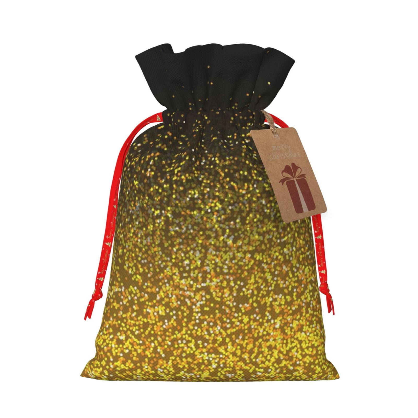 Pofeuu Gold Glitter Gradient Print Burlap Bags with Drawstrings ...