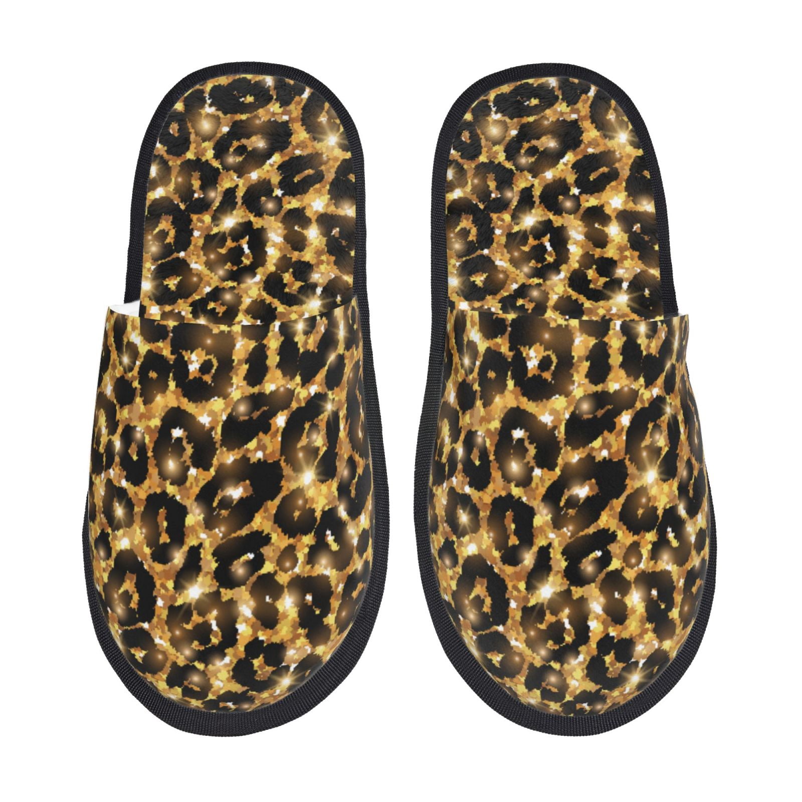 Pofeuu Gold Glitter Leopard Print EVA Fuzzy House super light Slippers ...