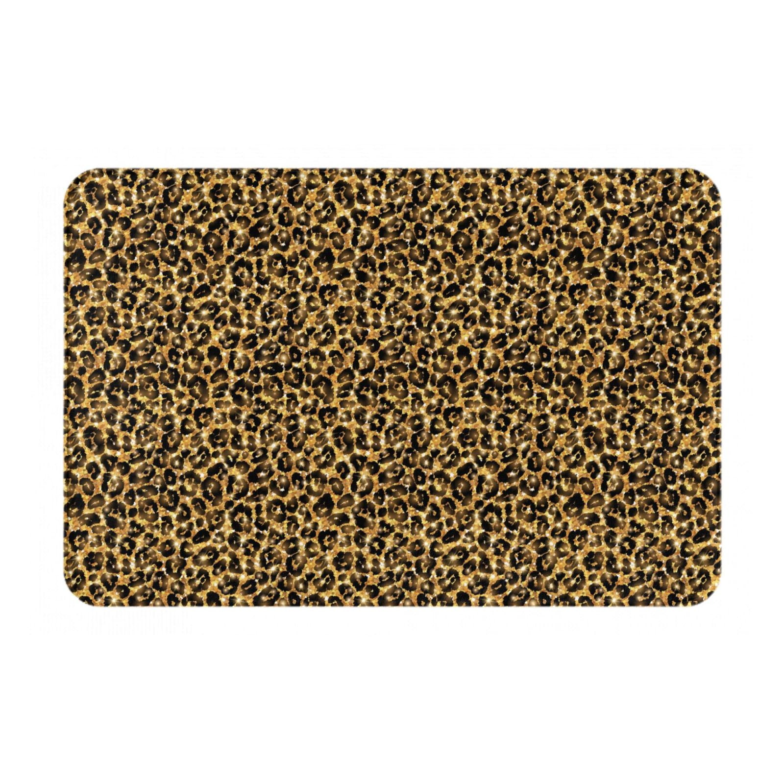 Pofeuu Gold Glitter Leopard Print Flannel Doormats Rug16"x24"Rug ...