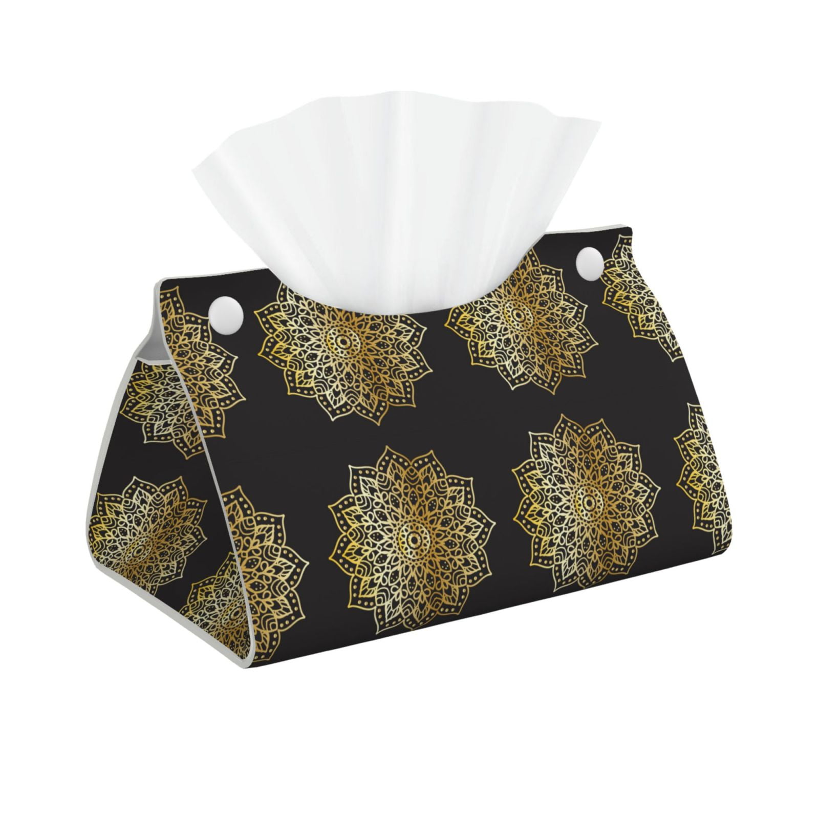 Pofeuu Gold Mandala Print Tissue Box Cover, Modern Decorative PU ...