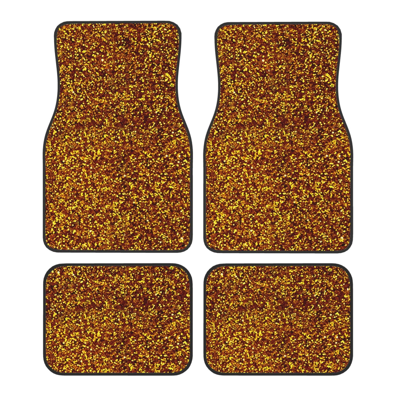 Pofeuu Golden Glitter Print Car Foot Mat Set of 4 Pieces - All-Weather ...