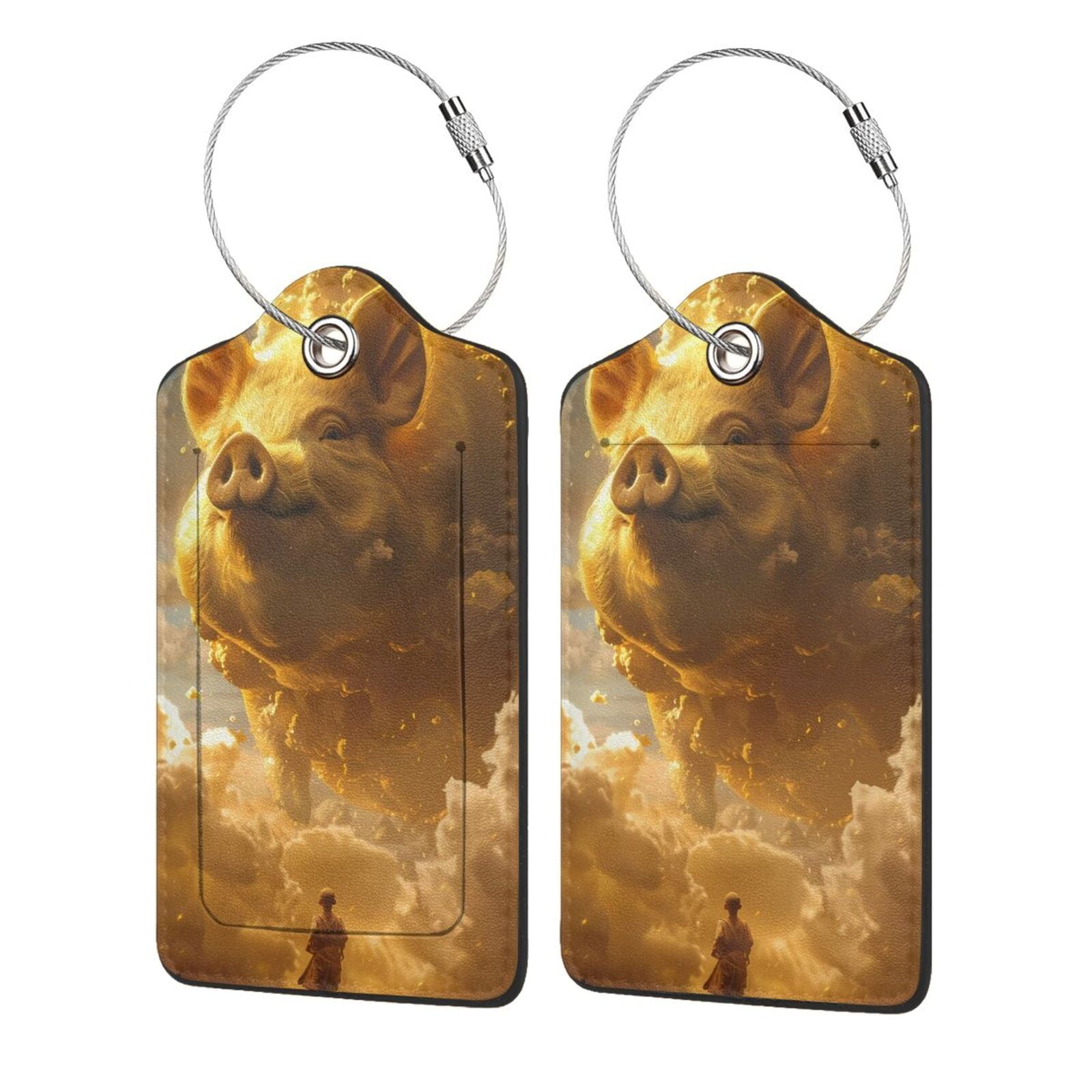 Pofeuu Golden Pig Cloud Fantasy Print Luggage Tags, Privacy Cover ID ...