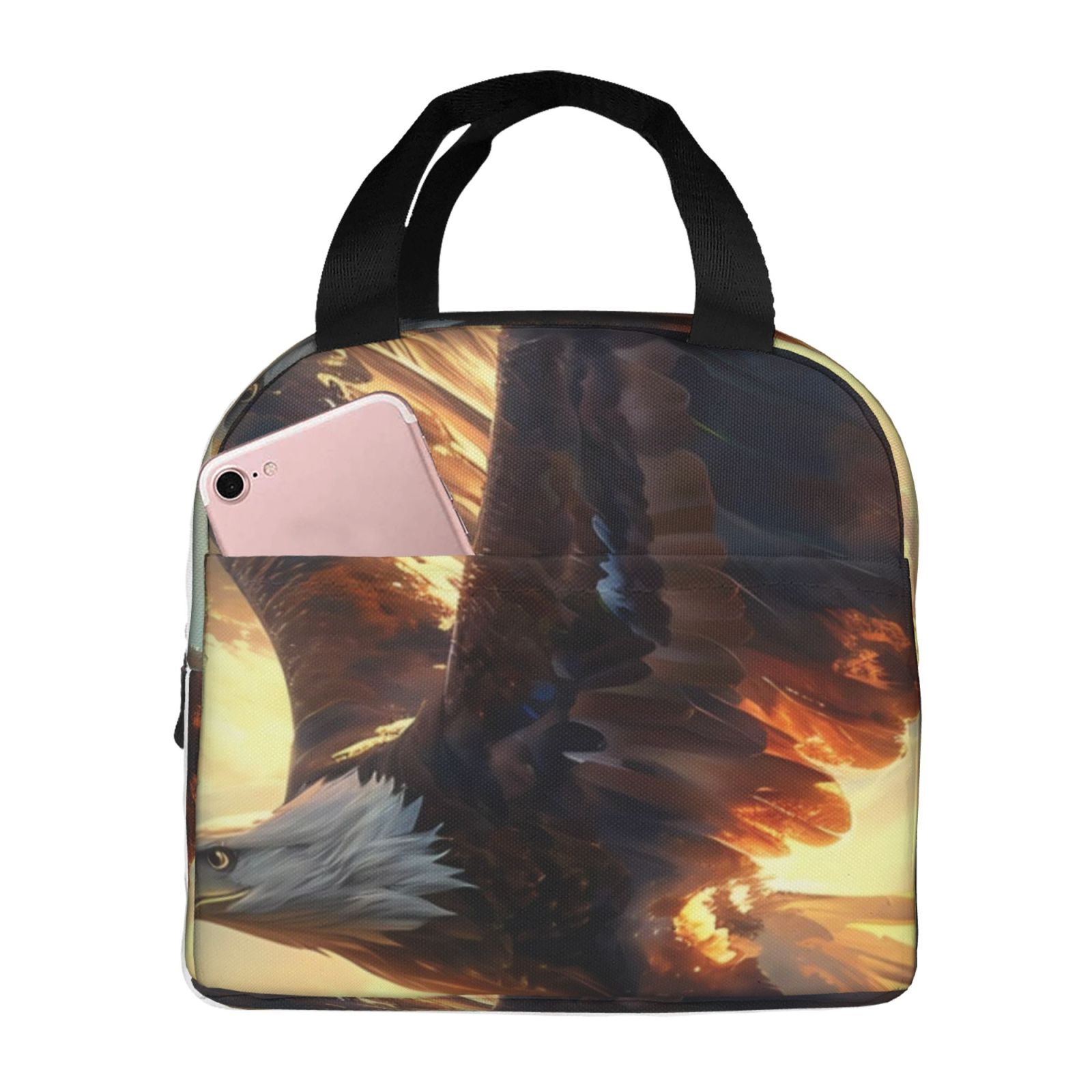 Pofeuu Golden Sky Bald Eagle Print Lunch Bag Lunch Box Insulated Lunch ...