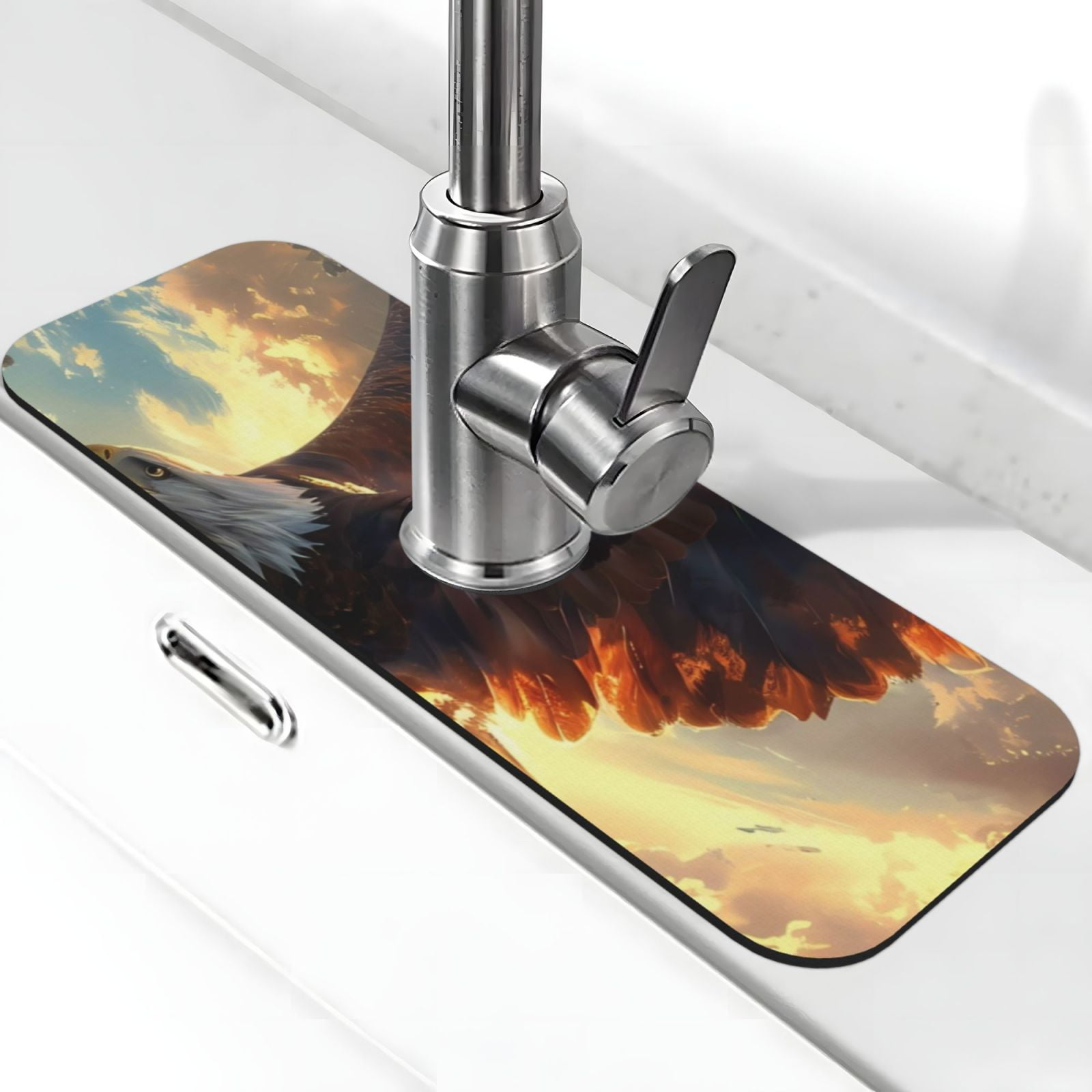 Pofeuu Golden Sky Bald Eagle Print Splash Guard for Sink Faucet Sink ...