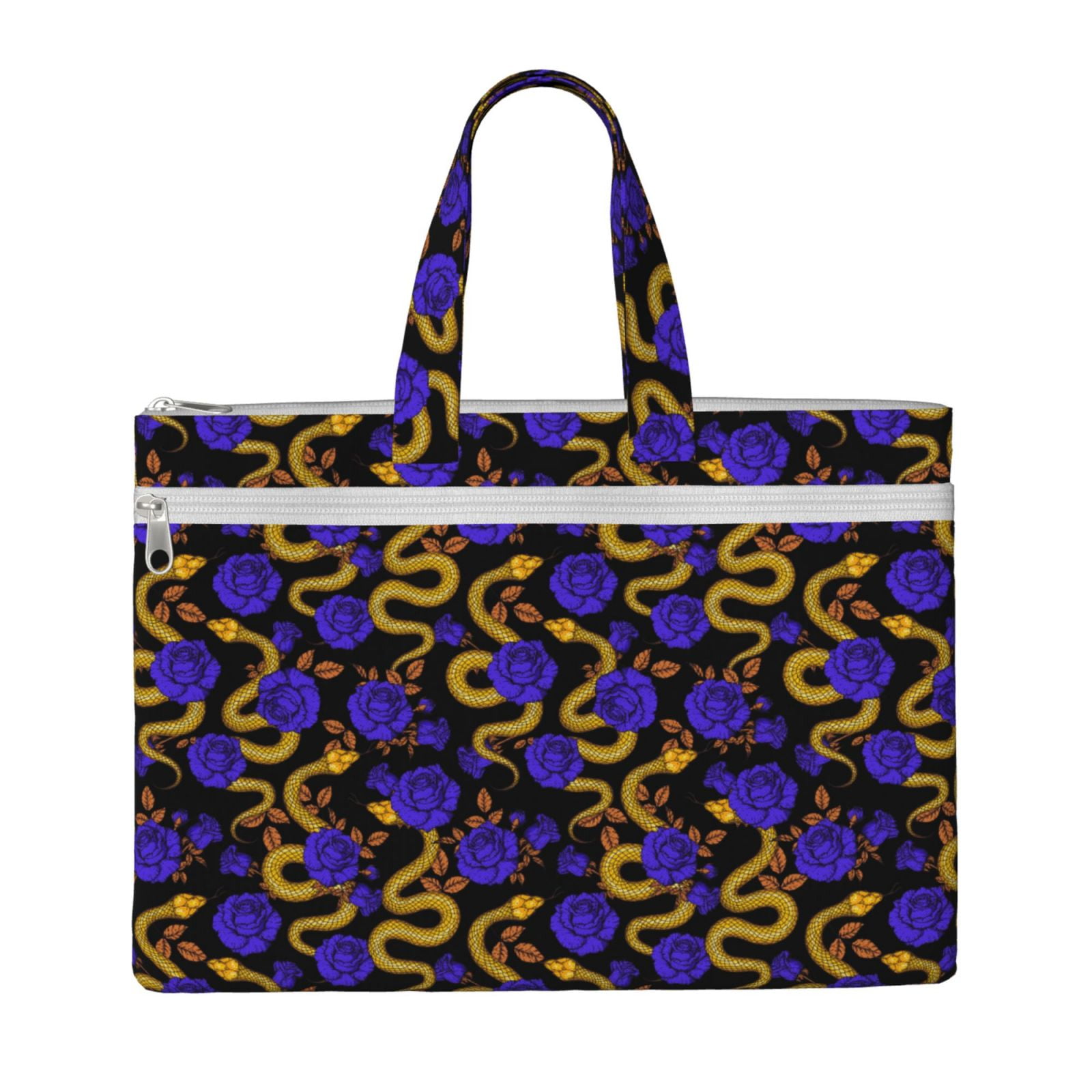 Pofeuu Golden Snake And Purple Rose Print Laptop Bag Carrying ...
