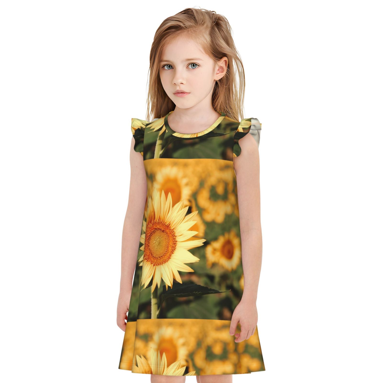 Pofeuu Golden Sunflower In Field Print Girls Nightgowns, Nightgown ...