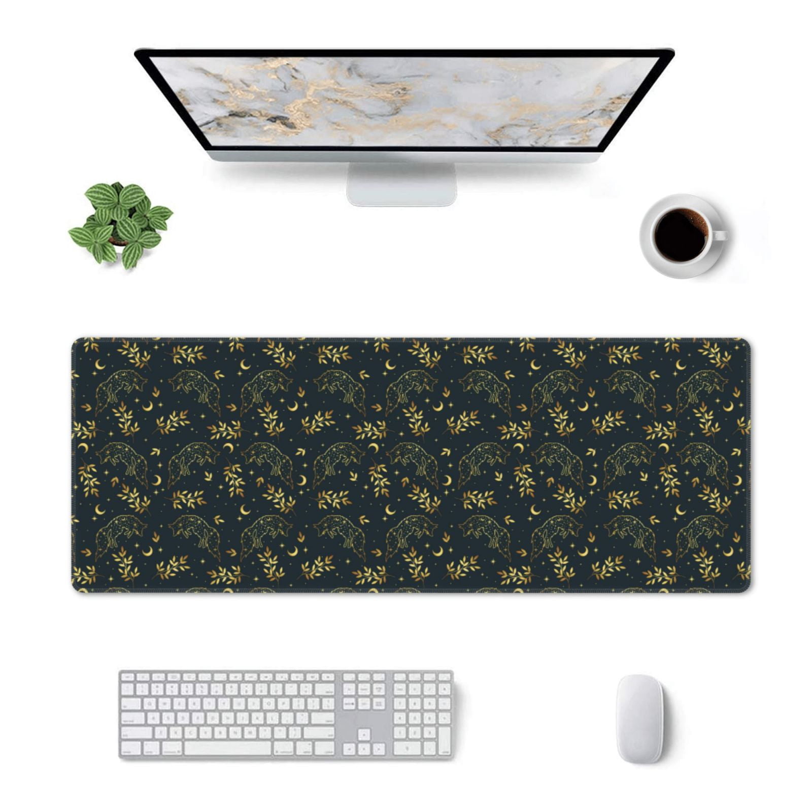 Pofeuu Golden line fox Print Desk Mat for Keyboard and Mouse，Computer ...