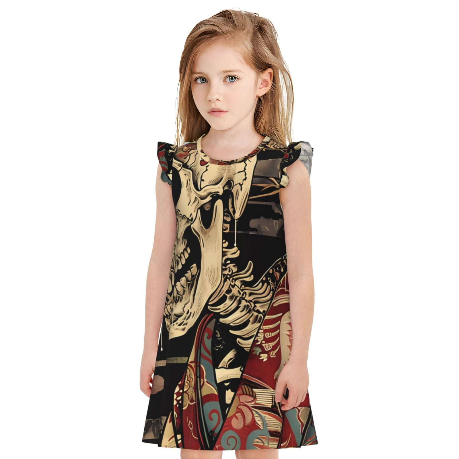 Pofeuu Gothic Eastern Floral Skull Print Girls Nightgowns, Nightgown ...