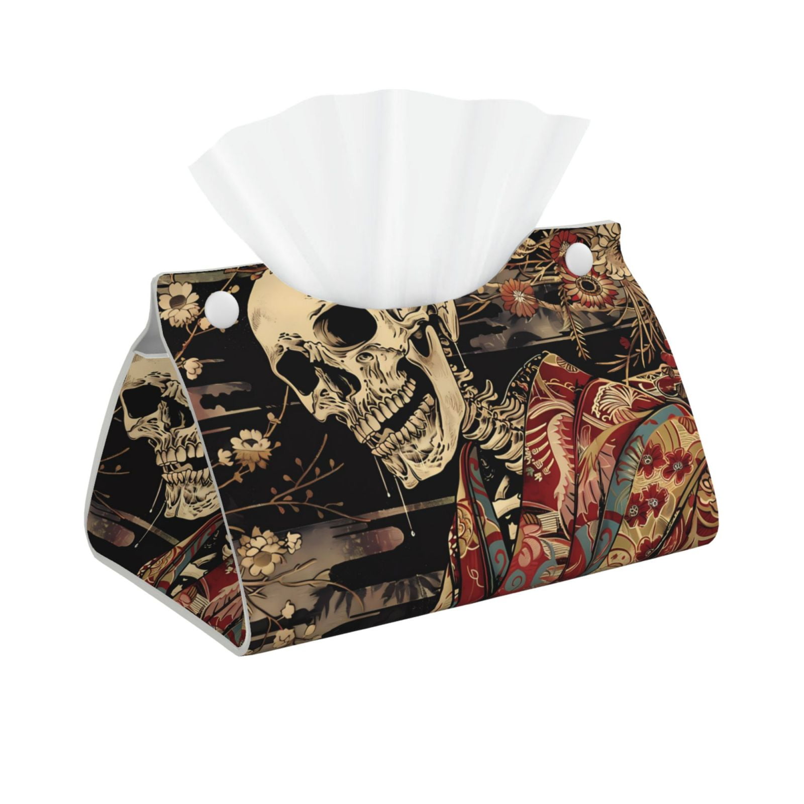 Pofeuu Gothic Eastern Floral Skull Print Tissue Box Cover, Modern ...