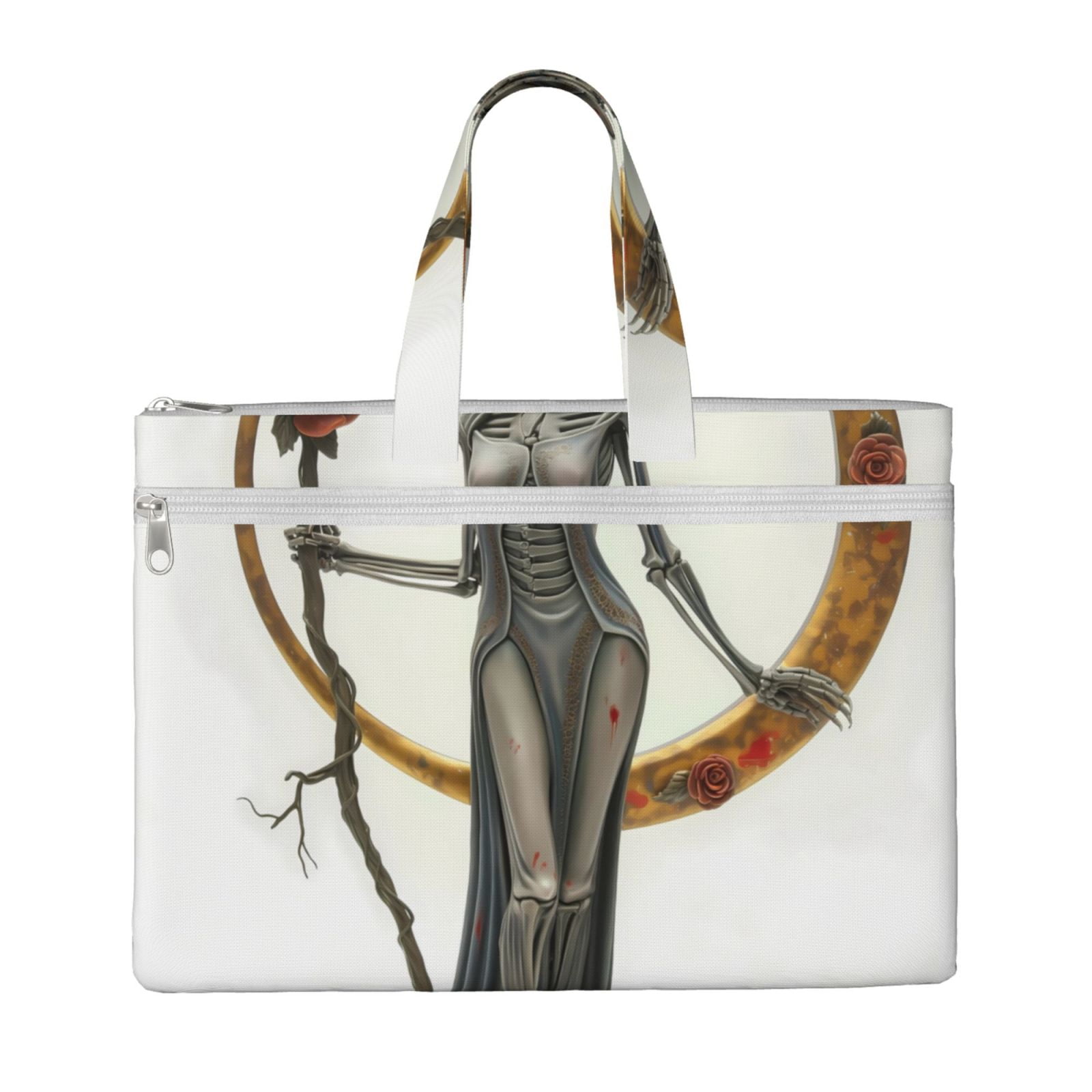 Pofeuu Gothic Skeleton With Roses Print Laptop Bag Carrying - Computer ...