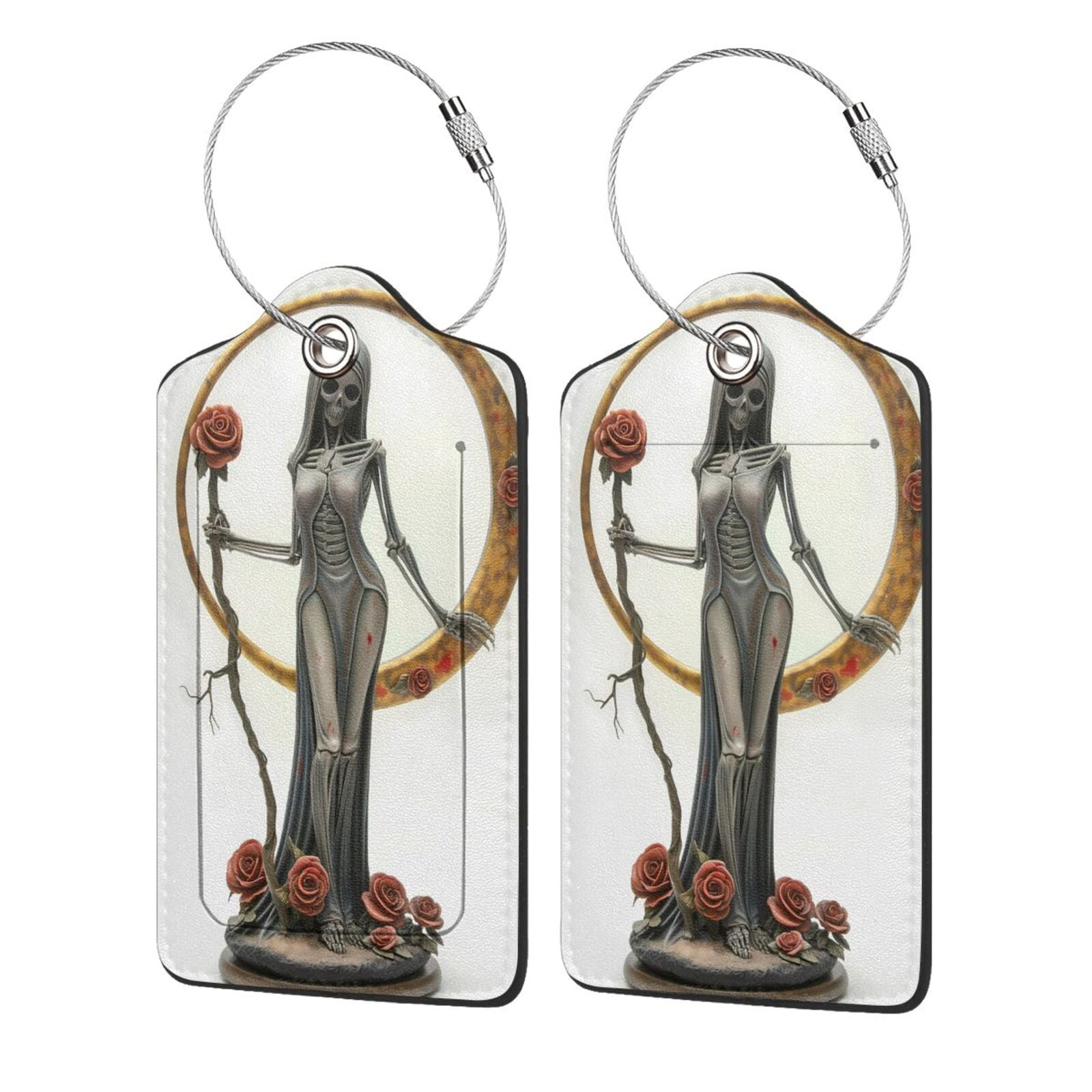 Pofeuu Gothic Skeleton With Roses Print Luggage Tags, Privacy Cover ID ...