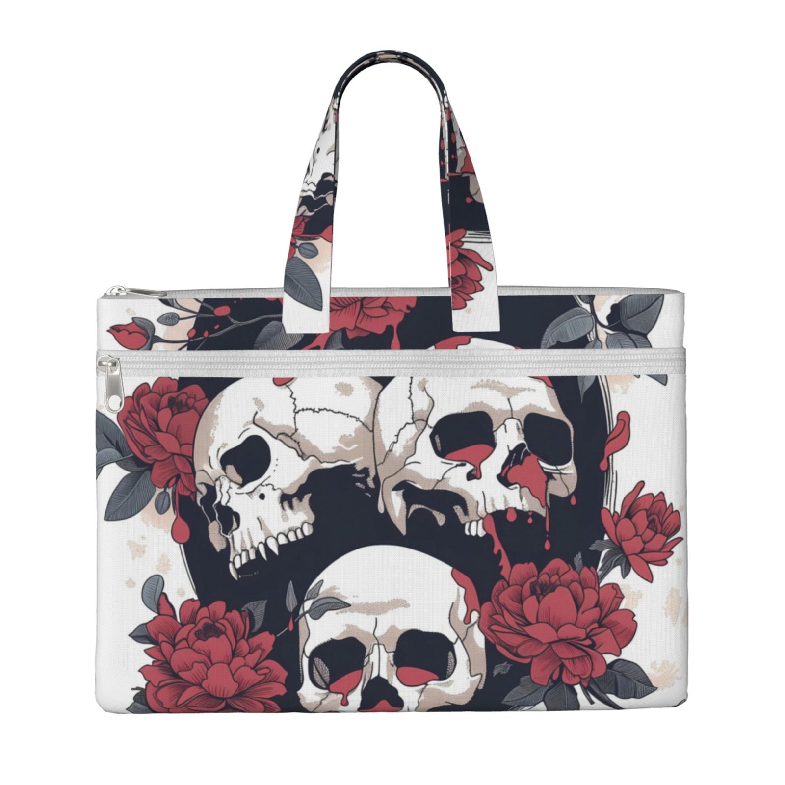 Pofeuu Gothic Skulls And Roses Print Laptop Bag Carrying - Computer Bag ...