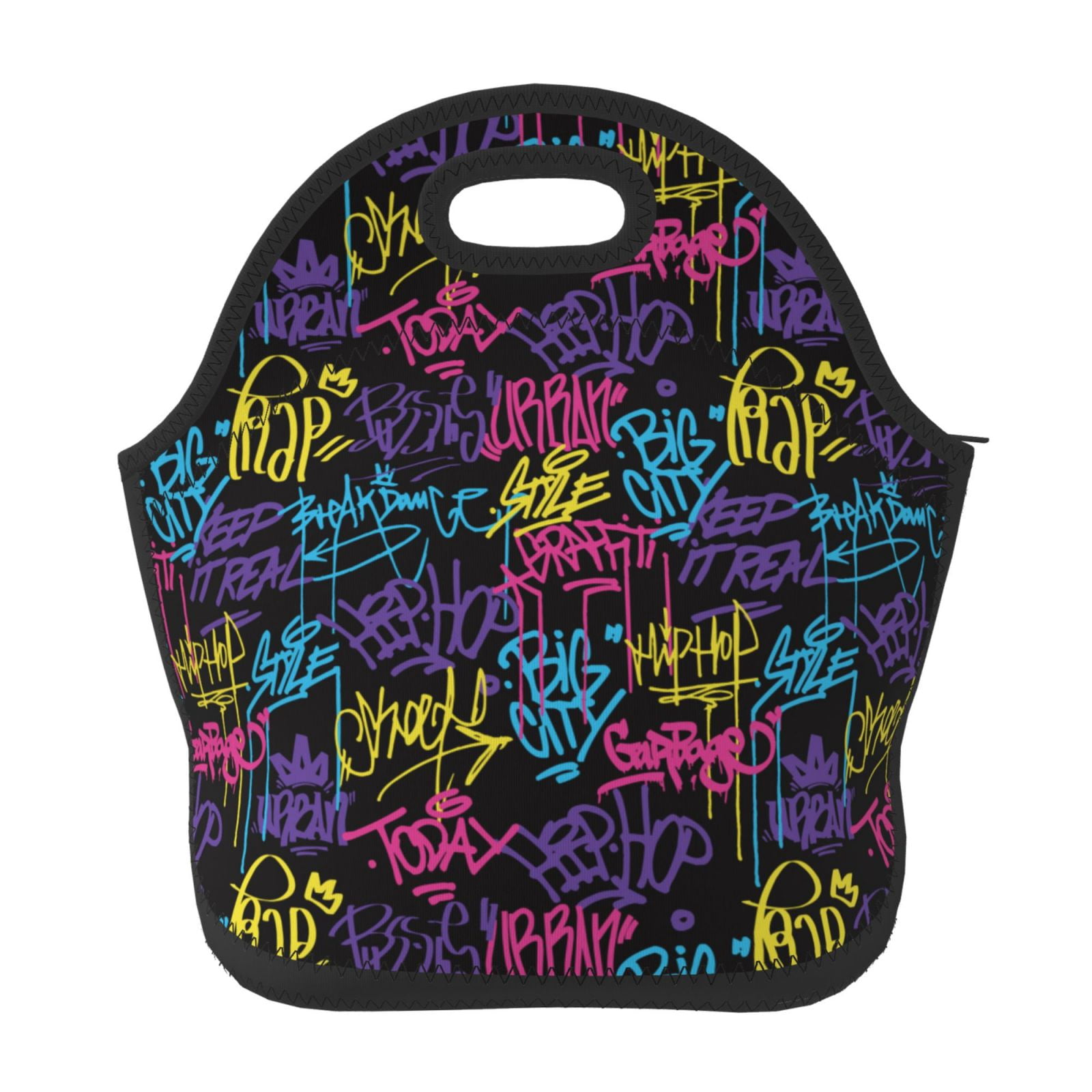 Pofeuu Graffiti Art Print Neoprene Lunch box Insulated Soft Bag Mini ...