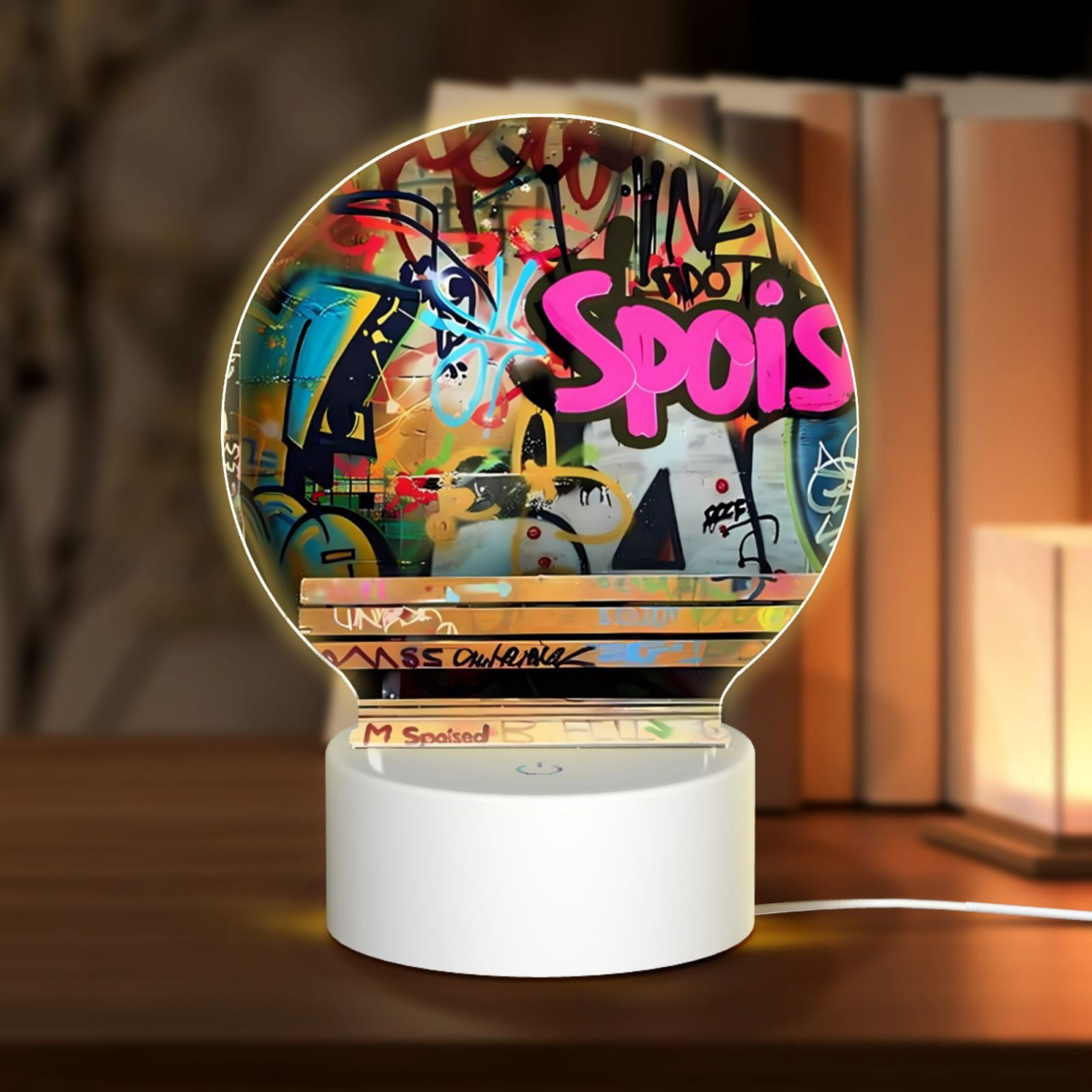 Pofeuu Graffiti Lamp Urban Scene Print LED Christmas Night Light Lamp ...