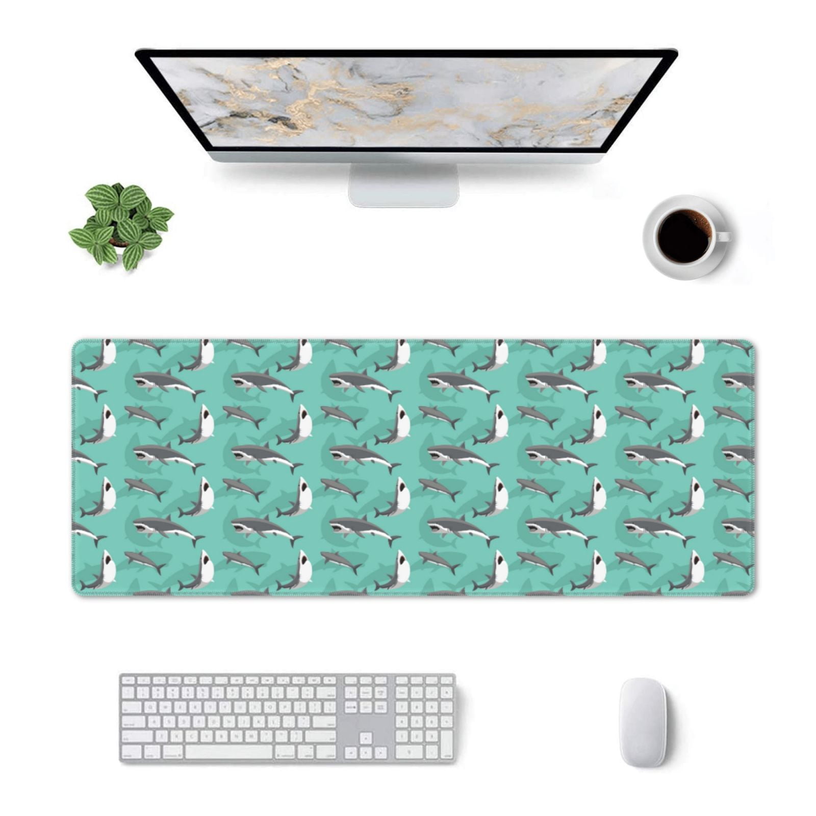 Pofeuu Great White Shark Print Desk Mat for Keyboard and Mouse，Computer ...